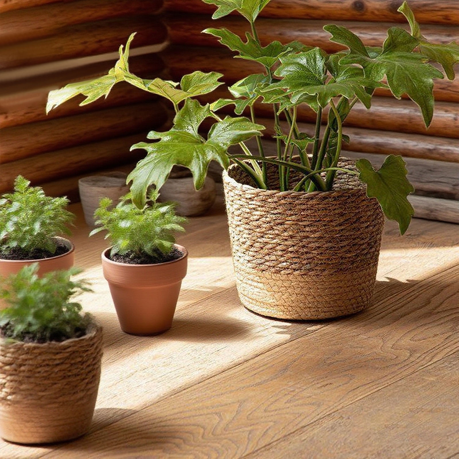 Hemp Rope Flower Pot Seagrass Planter Basket Hand Woven Flower Pots ...