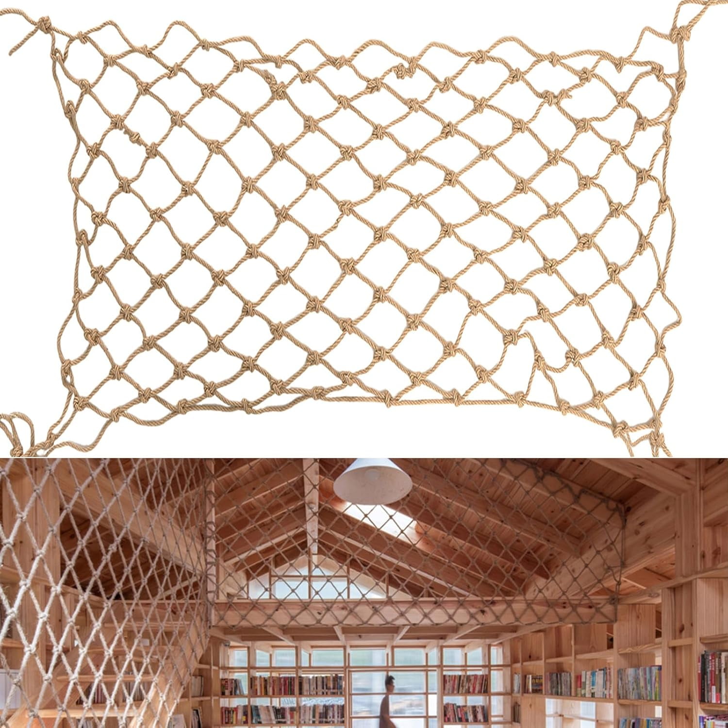 Hemp Rope Net (6ftx12ft) Heavy Duty Natural Jute Rope Net Climbing ...