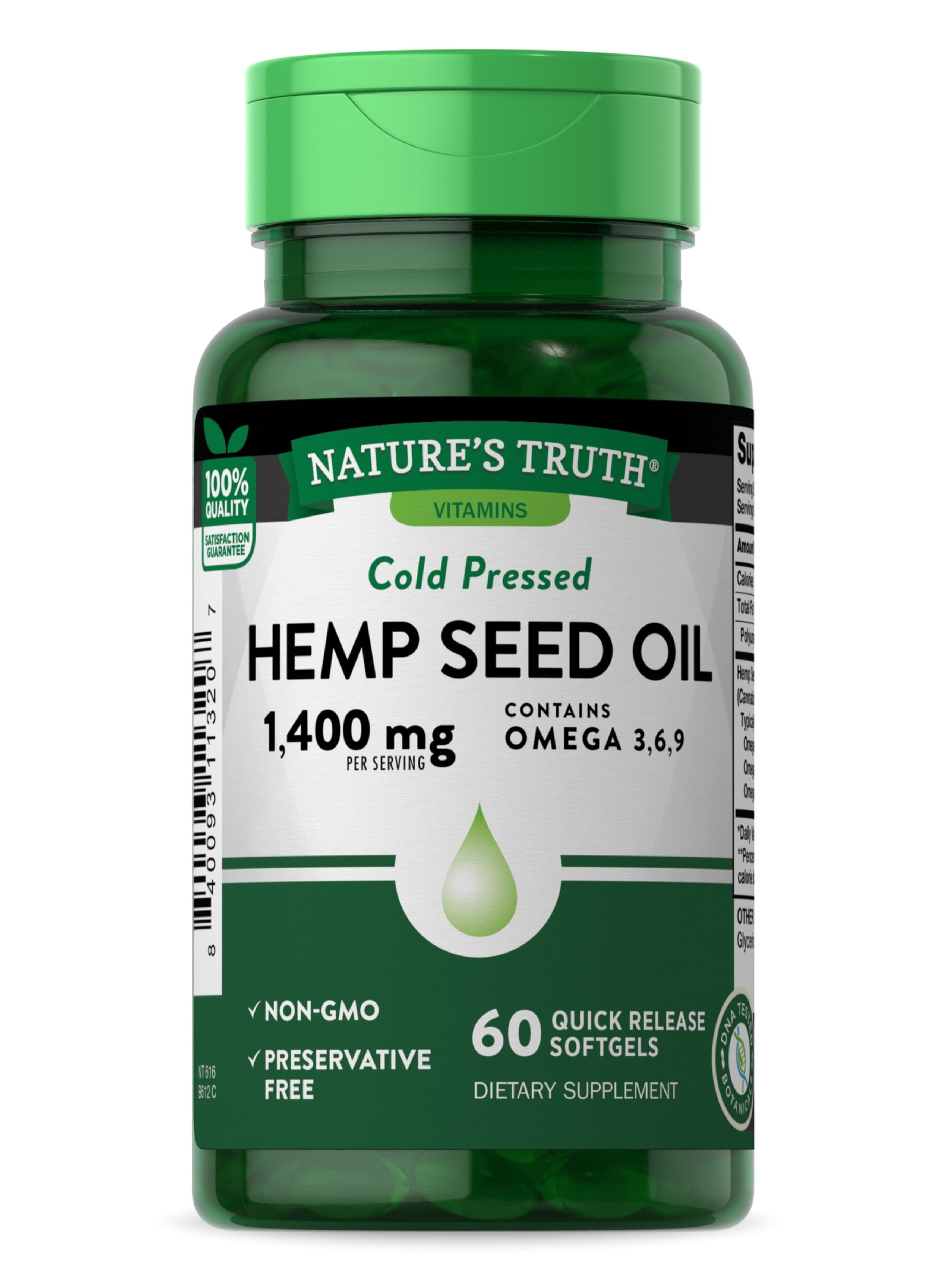 Hemp Seed Oil 700mg | 60 Softgel Capsules | Cold Pressed | Non-GMO ...