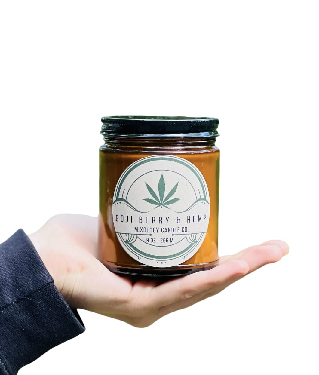 Hemp and Goji Hand Poured Coconut Soy Wax Candle, 8 oz, Amber Jar ...