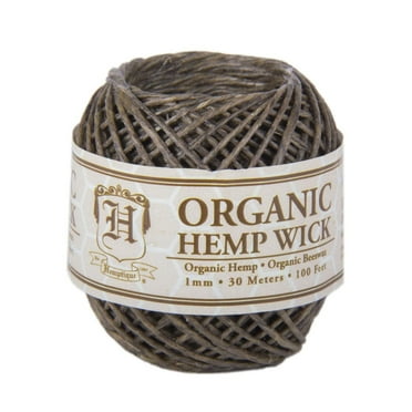 RAW Organic Pure Beeswax Hempwick Ball, 100ft, Unbleached Natural Hemp ...