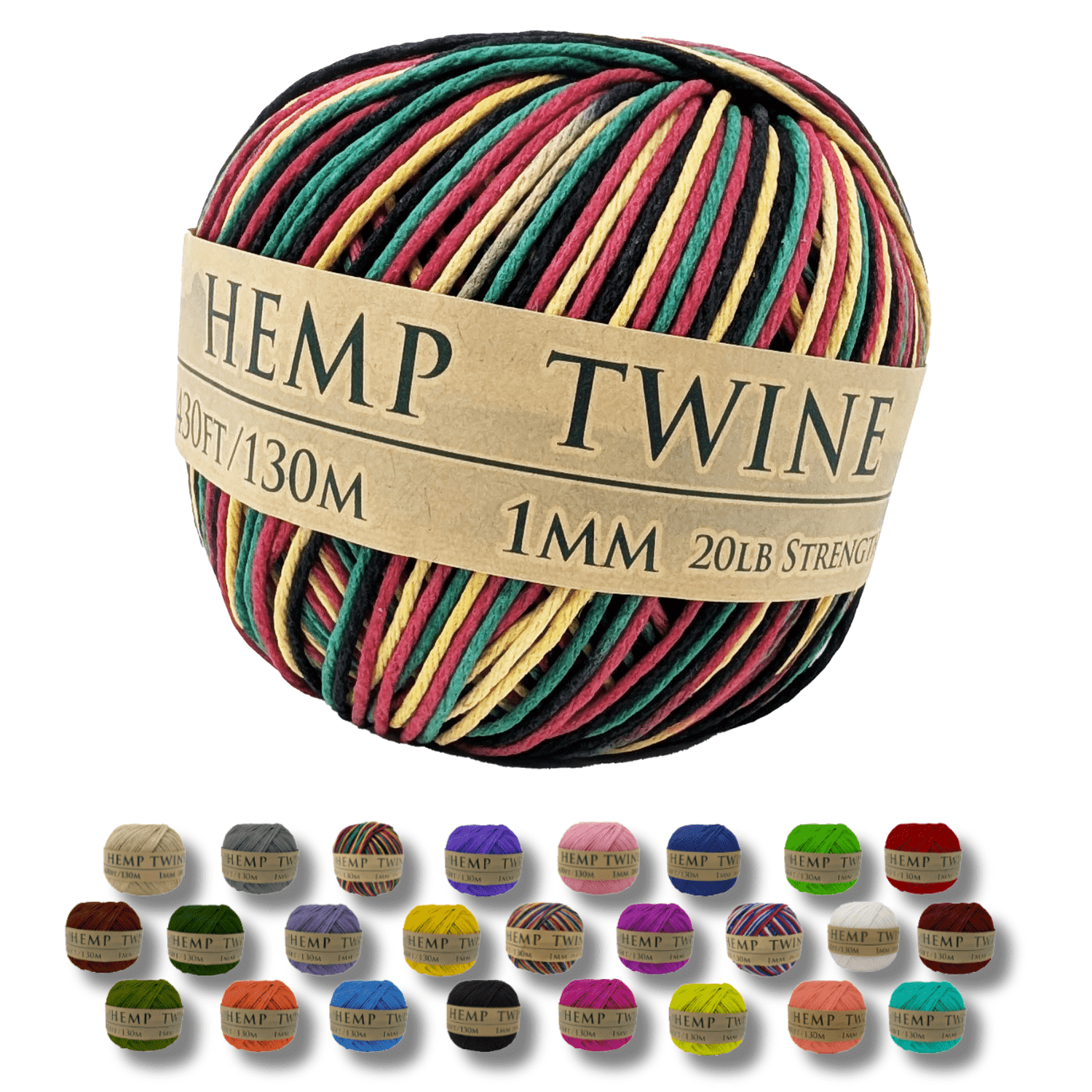 Hemptopia Rasta 1mm Natural Hemp Twine ball – Hemp String for Arts ...