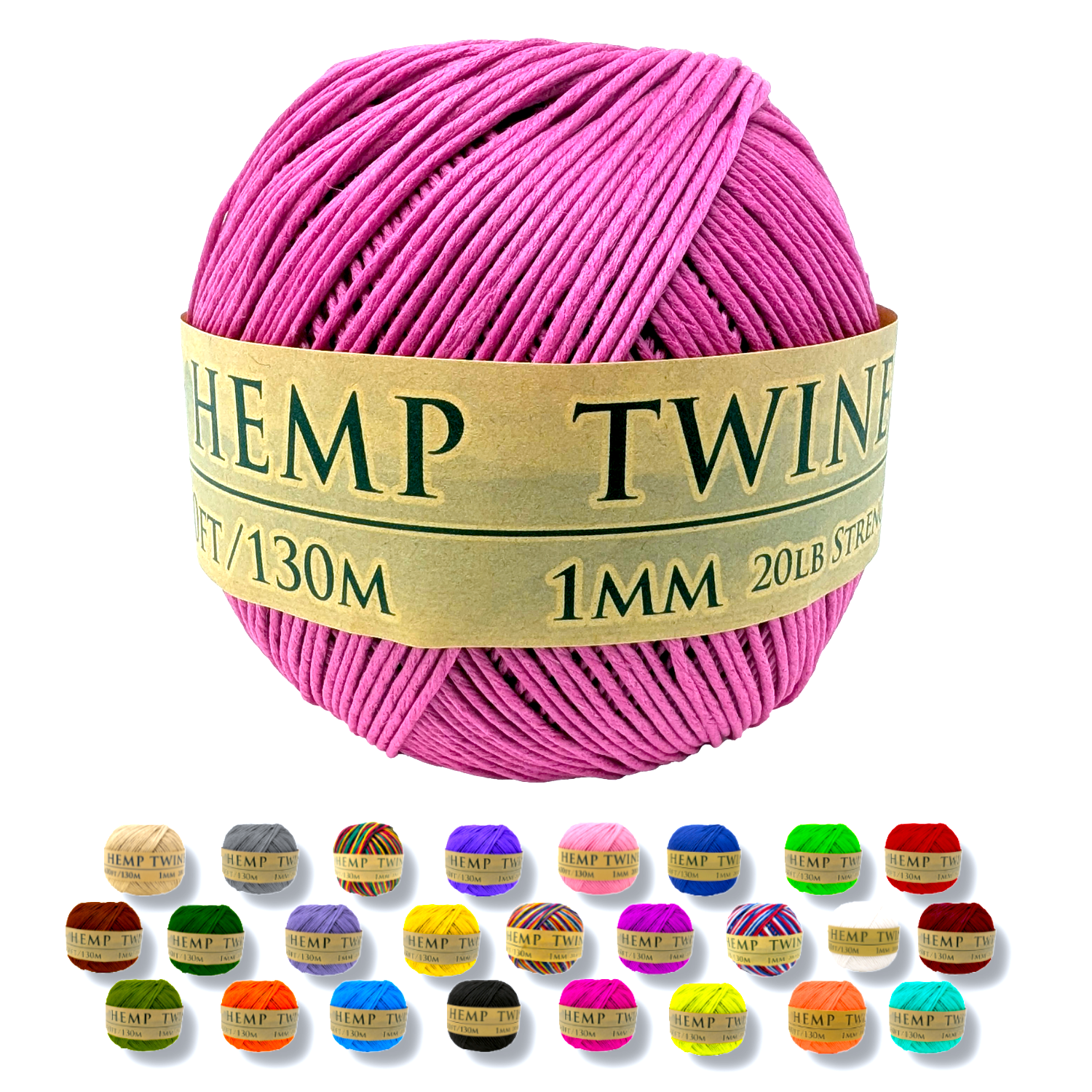 Hemptopia Pink 1mm Natural Hemp Twine ball – Hemp String for Arts ...