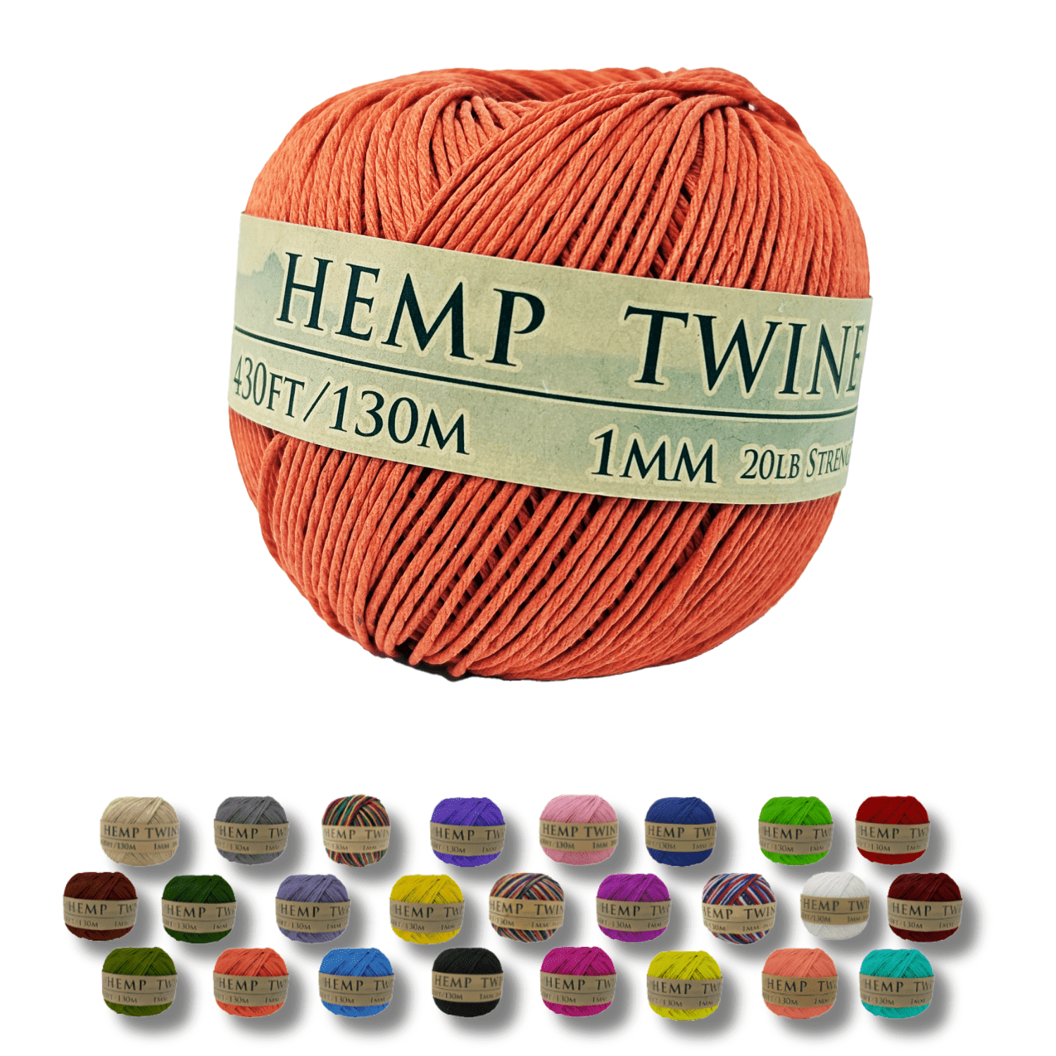 Hemptopia Orange 1mm Natural Hemp Twine ball – Hemp String for Arts ...