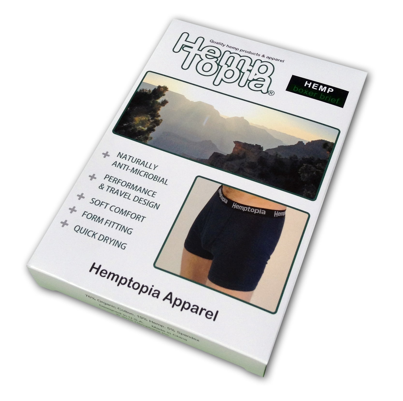Hemptopia, Men Hemp Boxer Briefs, Single Pack, All Natural, Large, Navy ...