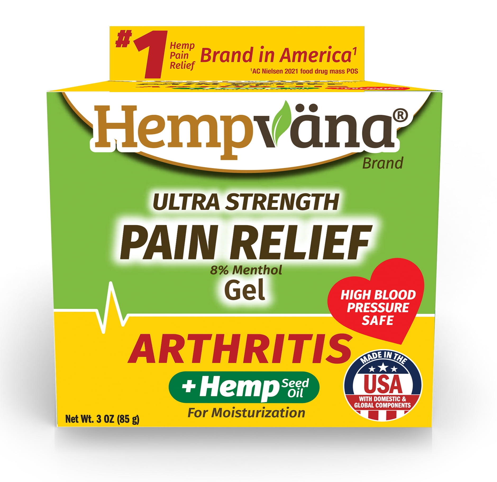 Hempvana Arthritis Pain Relief Gel with Glucosamine Chondroitin, Fast ...