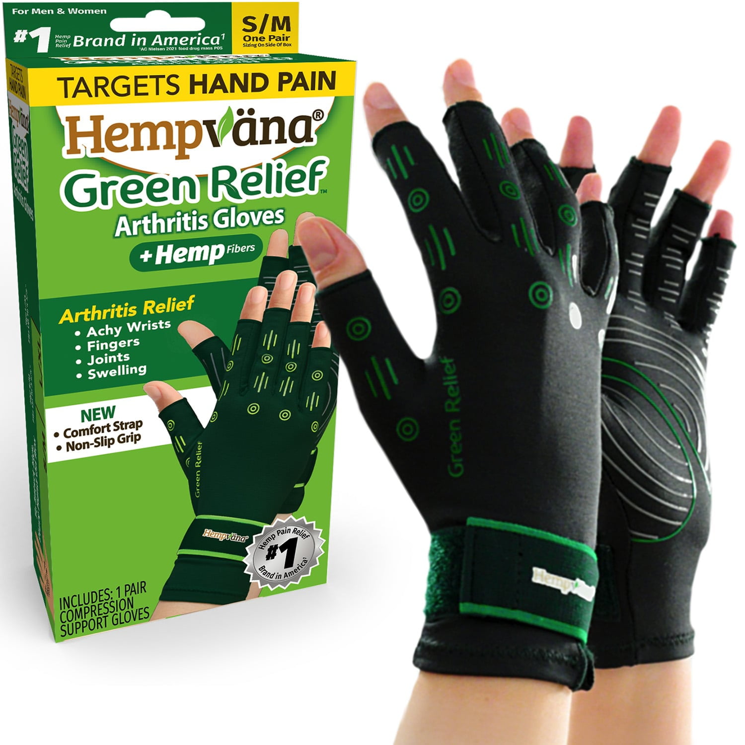 Hempvana Green Relief Arthritis Gloves Woven with Hemp Fibers, ASOTV ...