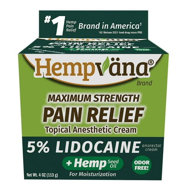 Hempvana Lidocaine 5% Relief Cream, for Anorectal Relief, Enriched with ...