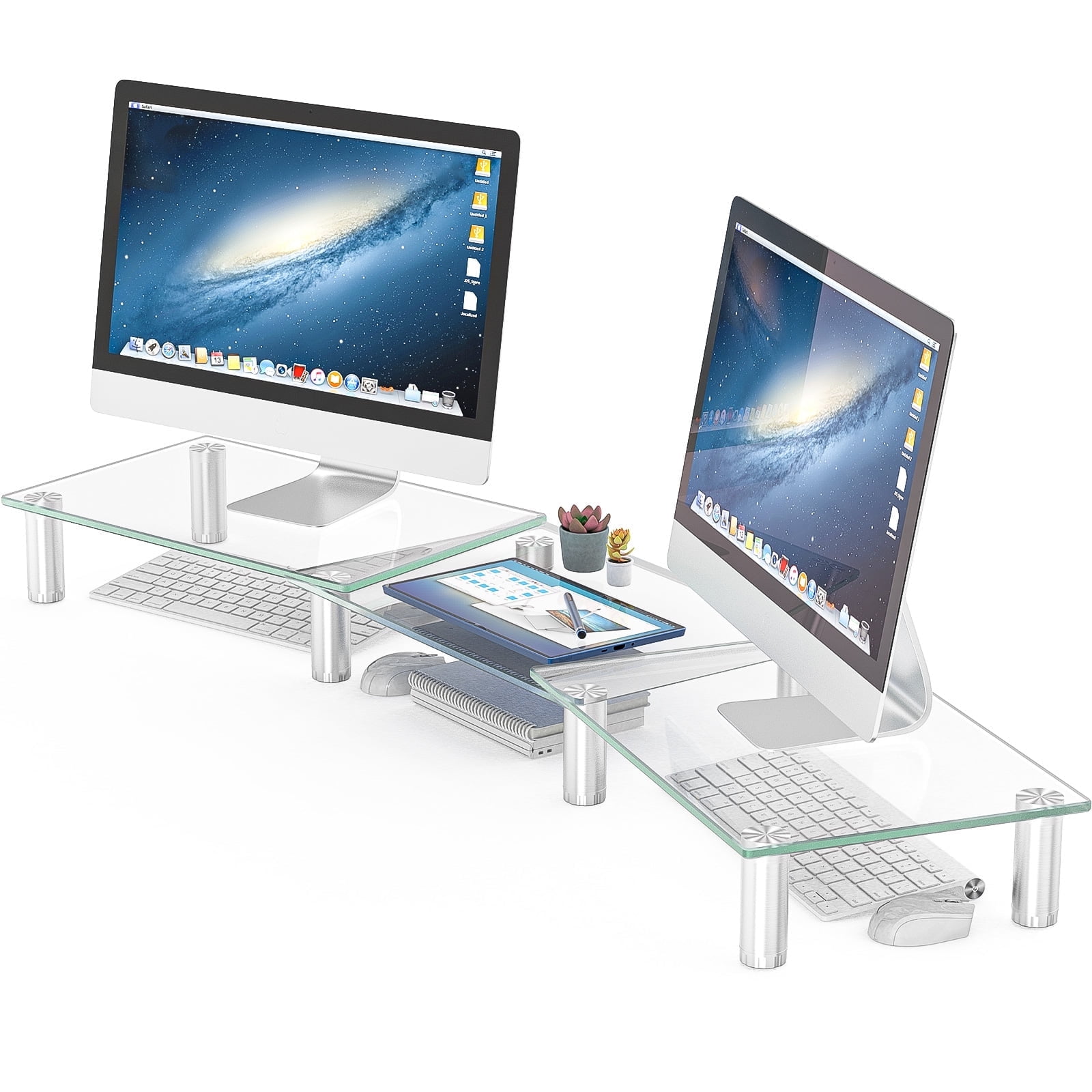 Hemudu Dual Monitor Stand -Adjustable Length and Angle Dual Monitor ...
