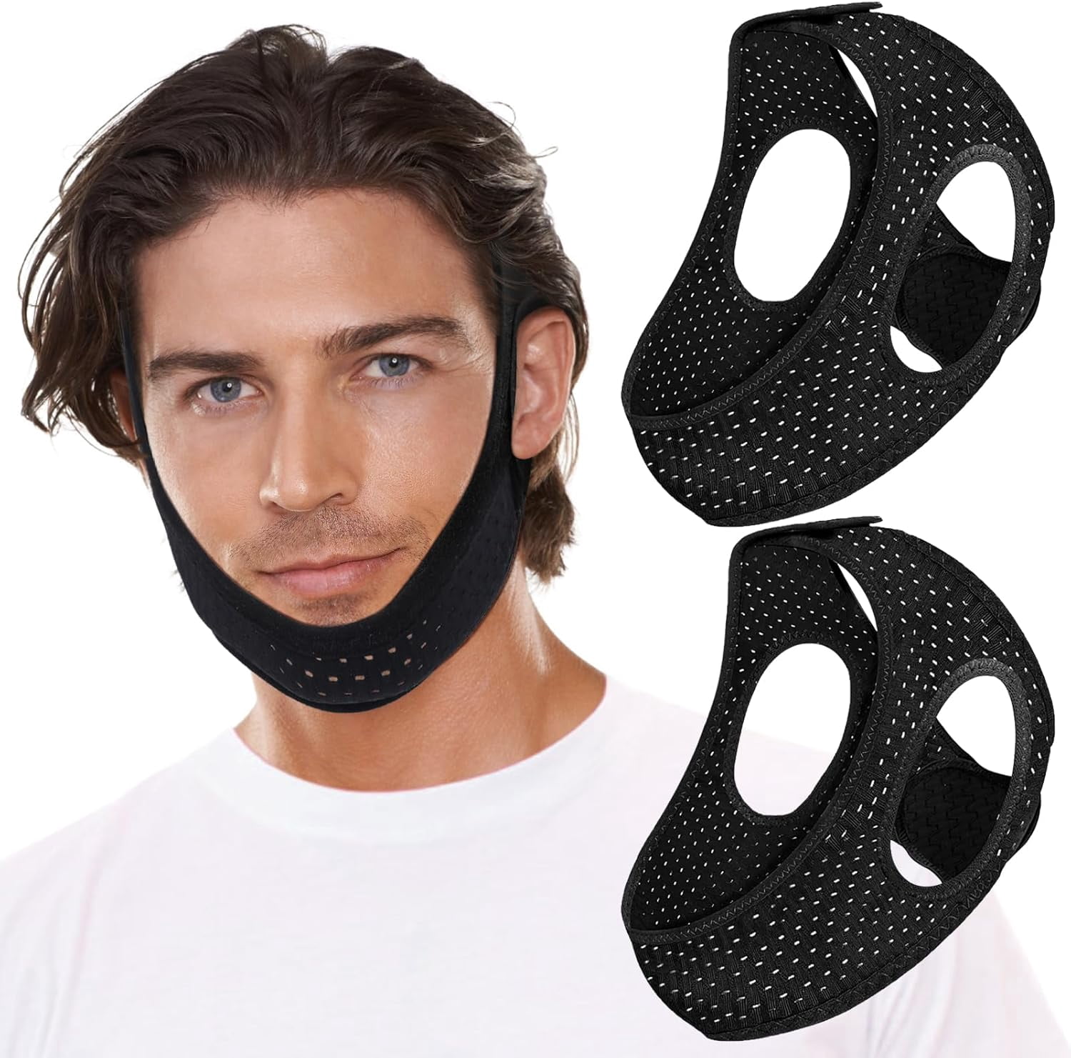 Hemvt 2 Pack Convenient & Portable Anti Snore Chin Strap, Mouth Jaw ...