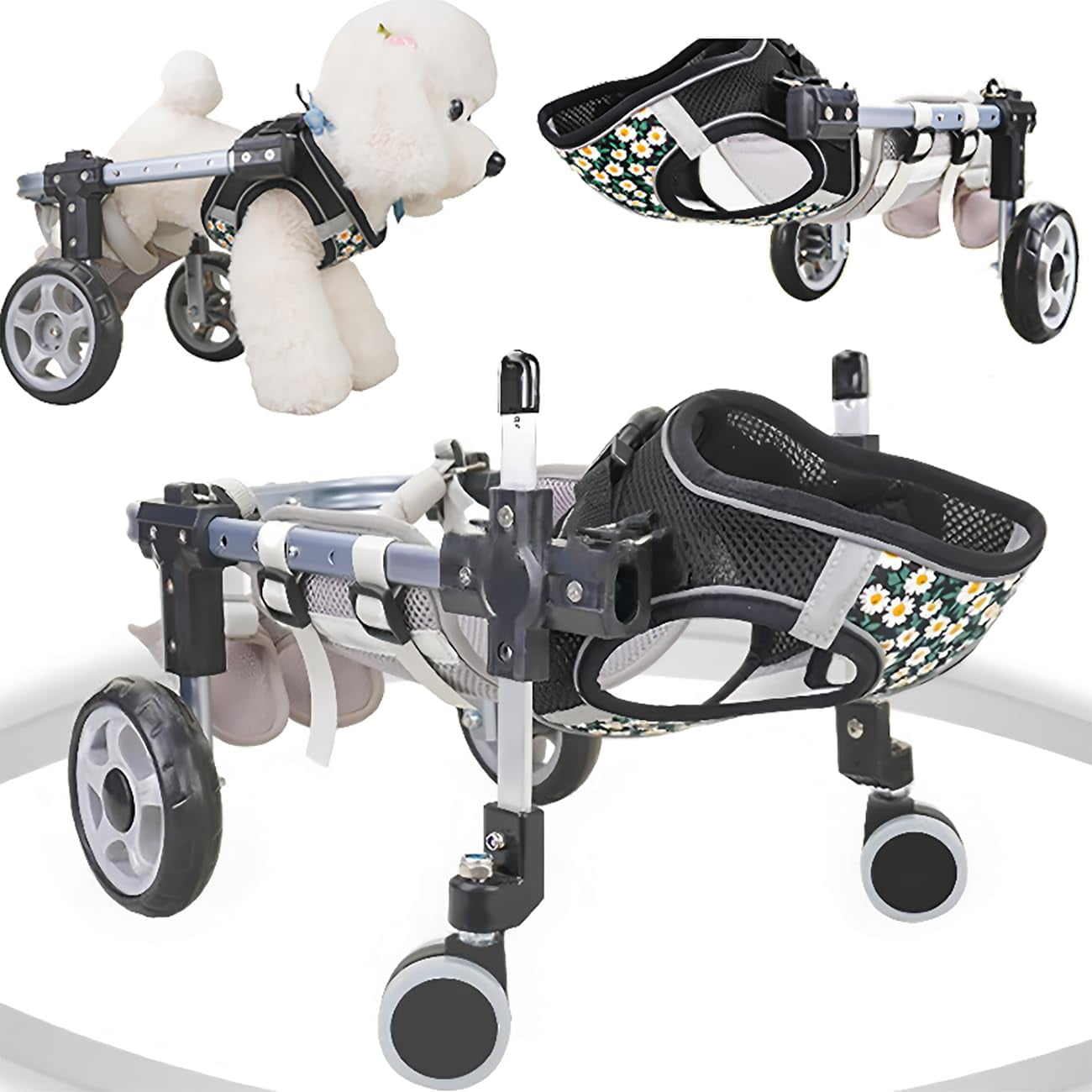 Hemvt 4-Wheel Dog Wheelchair for Disabled & Injured Pets, Adjustable ...
