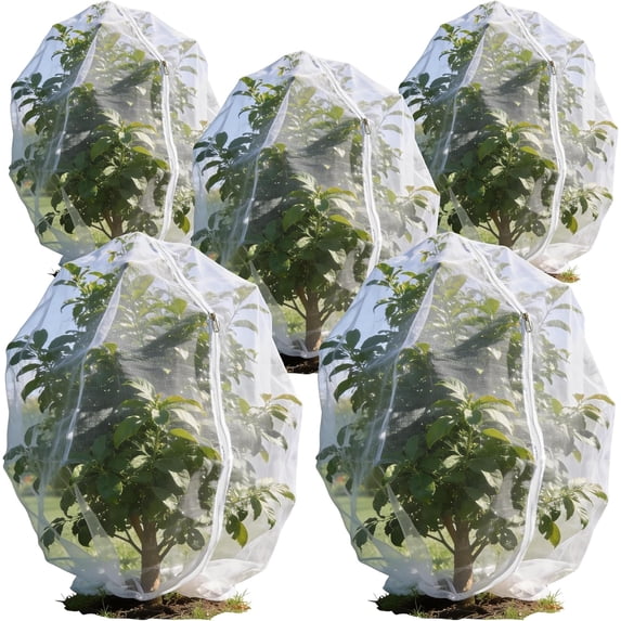 Hemvt 5 Pcs Garden Netting with Drawstring & Zipper, Ultra-Fine Mesh ...