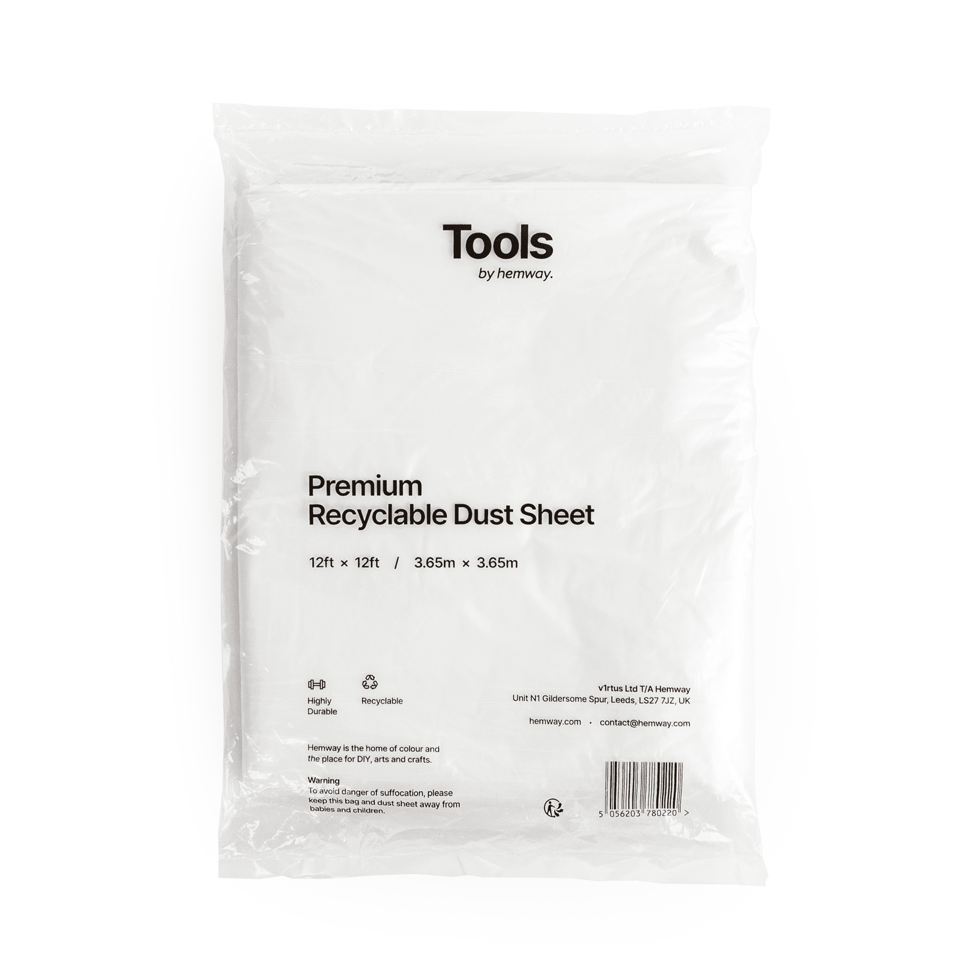 Hemway Extra Large Recyclable Paint Dust Sheet 12ft x 12ft (3.65m x 3 ...