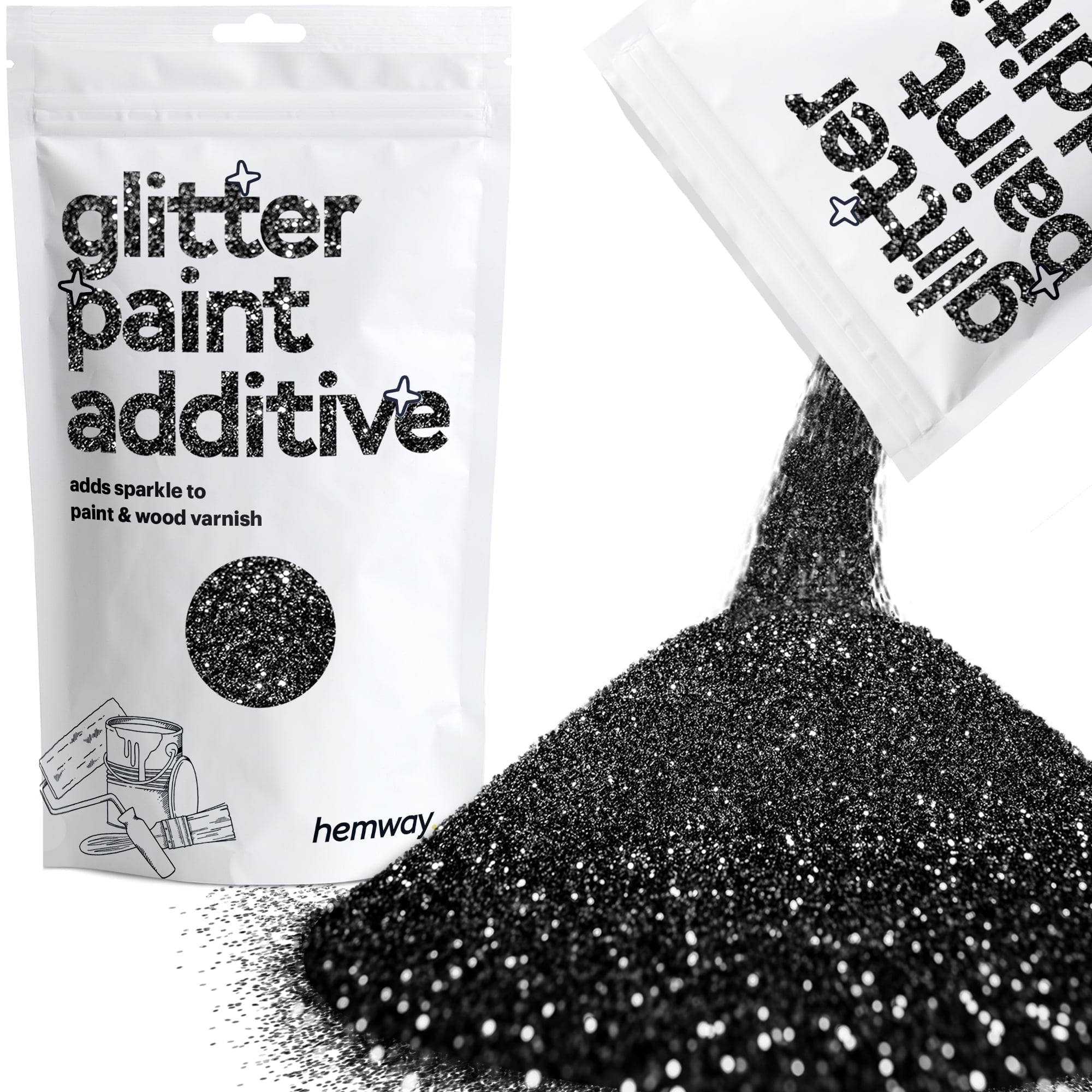 Hemway Glitter Paint Additive - Black | Metallic Flakes for Adding ...