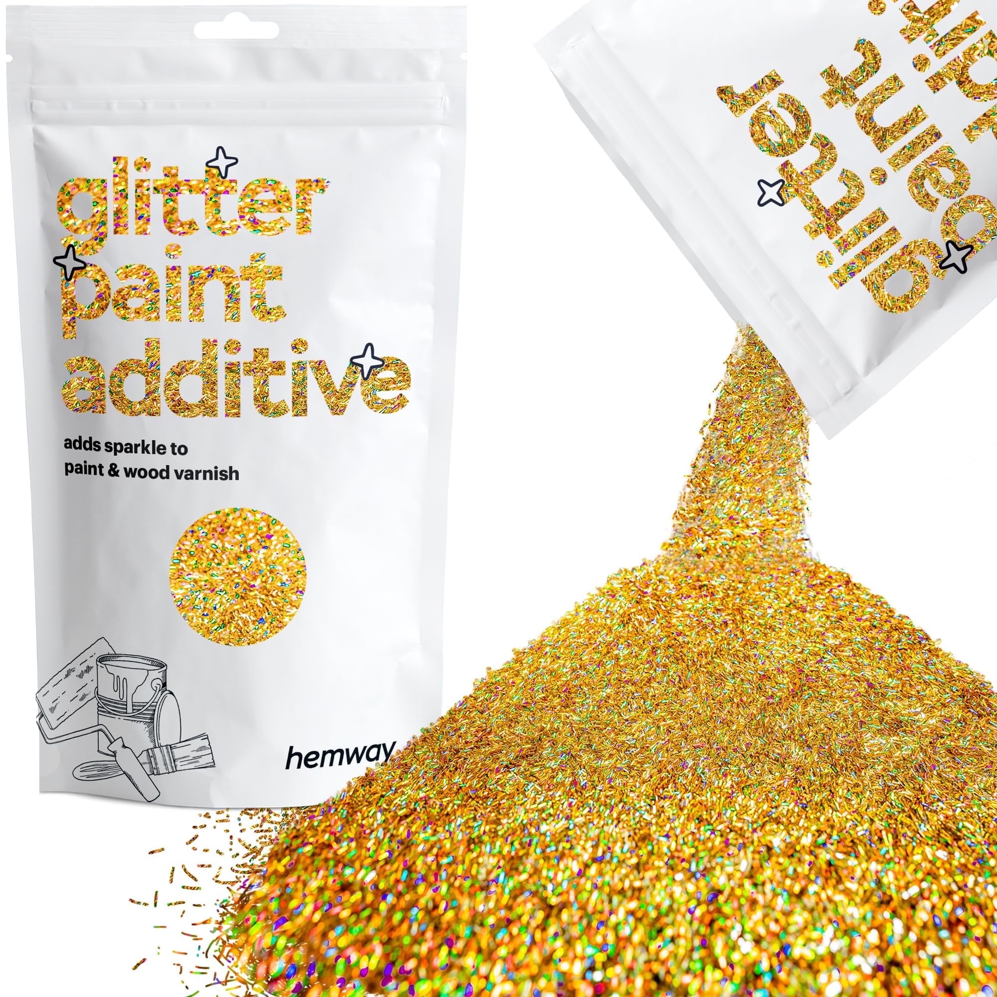 Hemway Glitter Paint Additive - Gold Holographic Fibre Strands ...