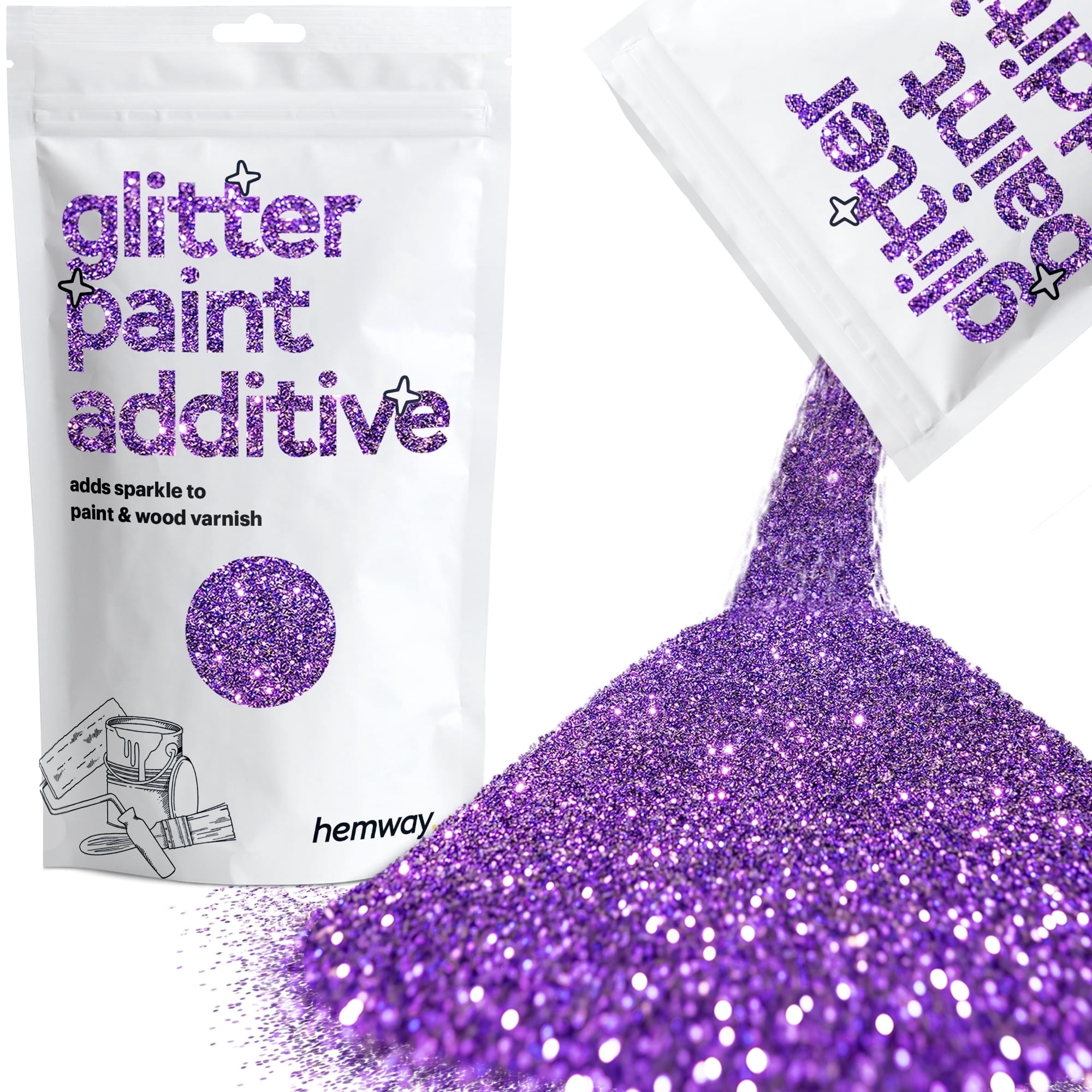 Hemway Glitter Paint Additive - Purple | Metallic Flakes for Adding ...