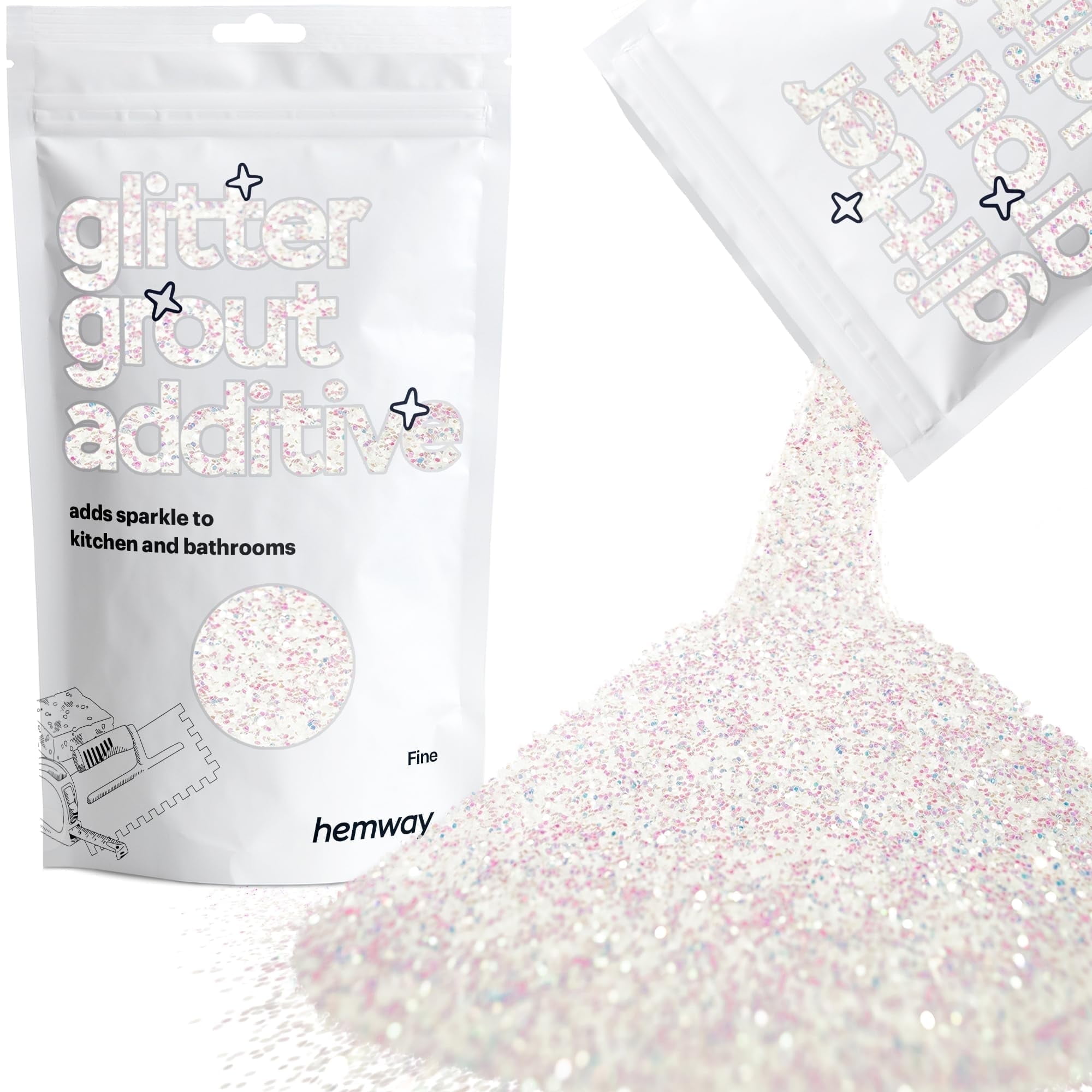 Hemway Glitter for Grout Additive Tile Mother of Pearl Iridescent, Fine ...