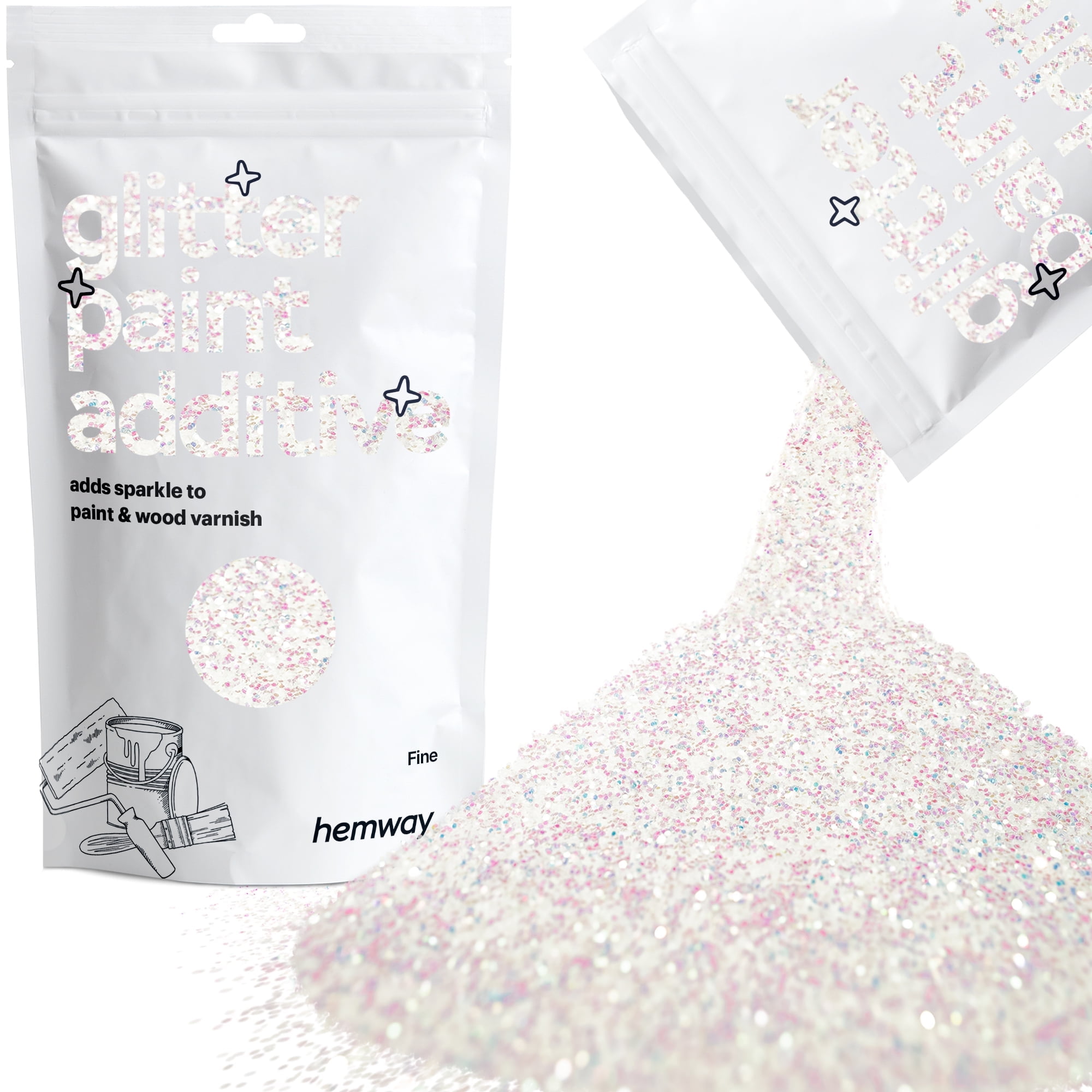 Hemway Glitter for Paint Additive, Mother Of Pearl Iridescent Fine Size ...