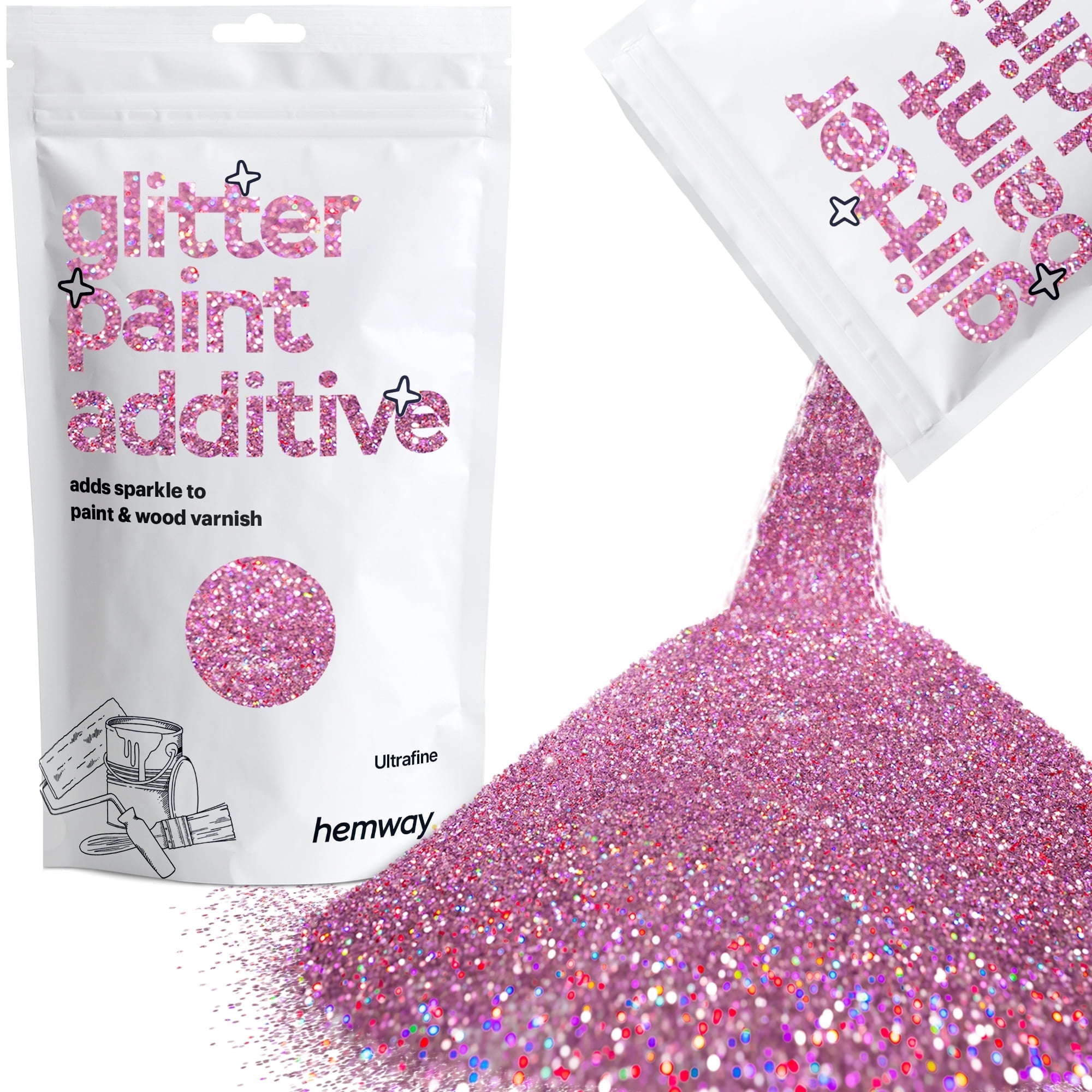 Hemway Glitter for Paint Additive, Pink Holographic Ultrafine Size ...