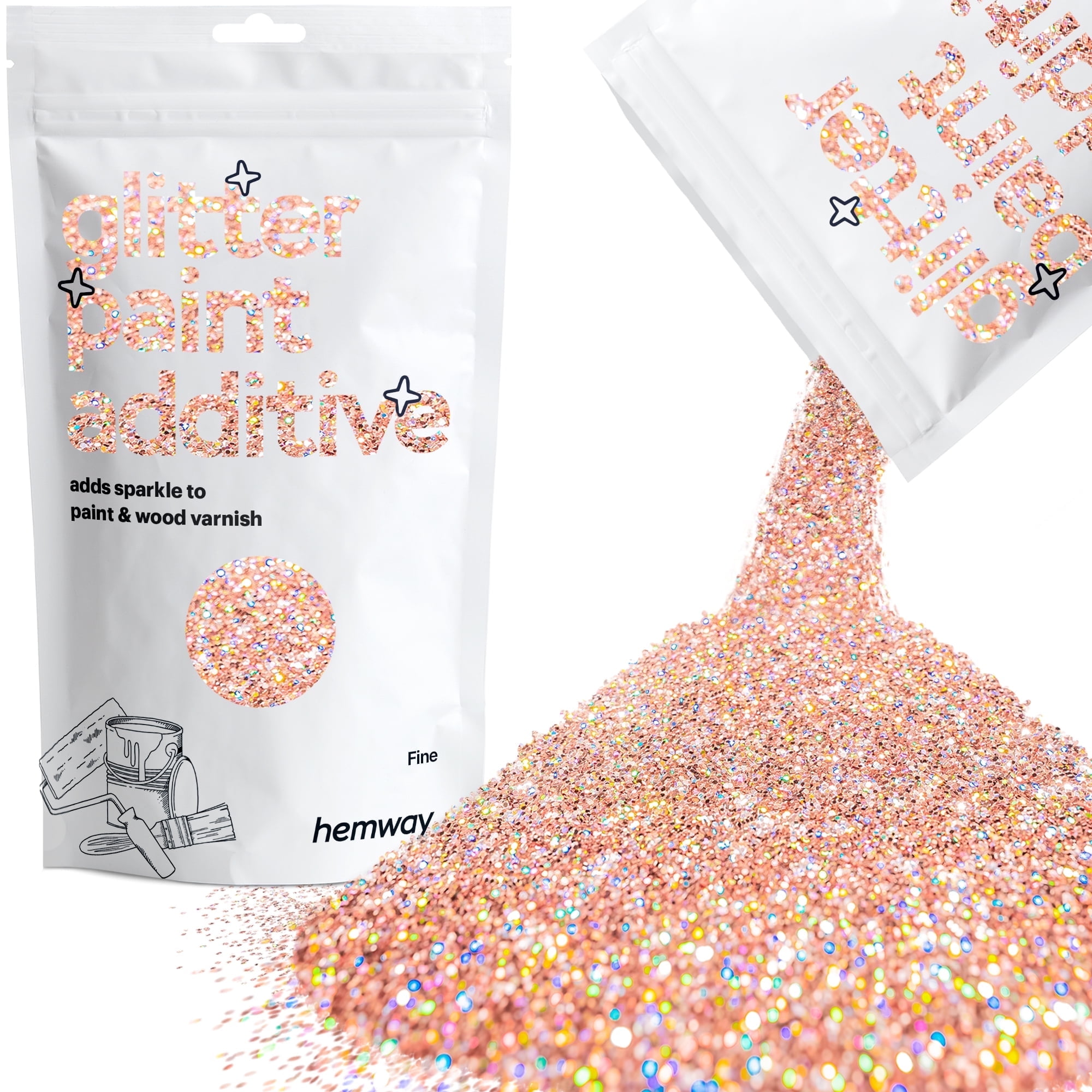 Hemway Glitter for Paint Additive, Rose Gold Holographic Fine Size ...