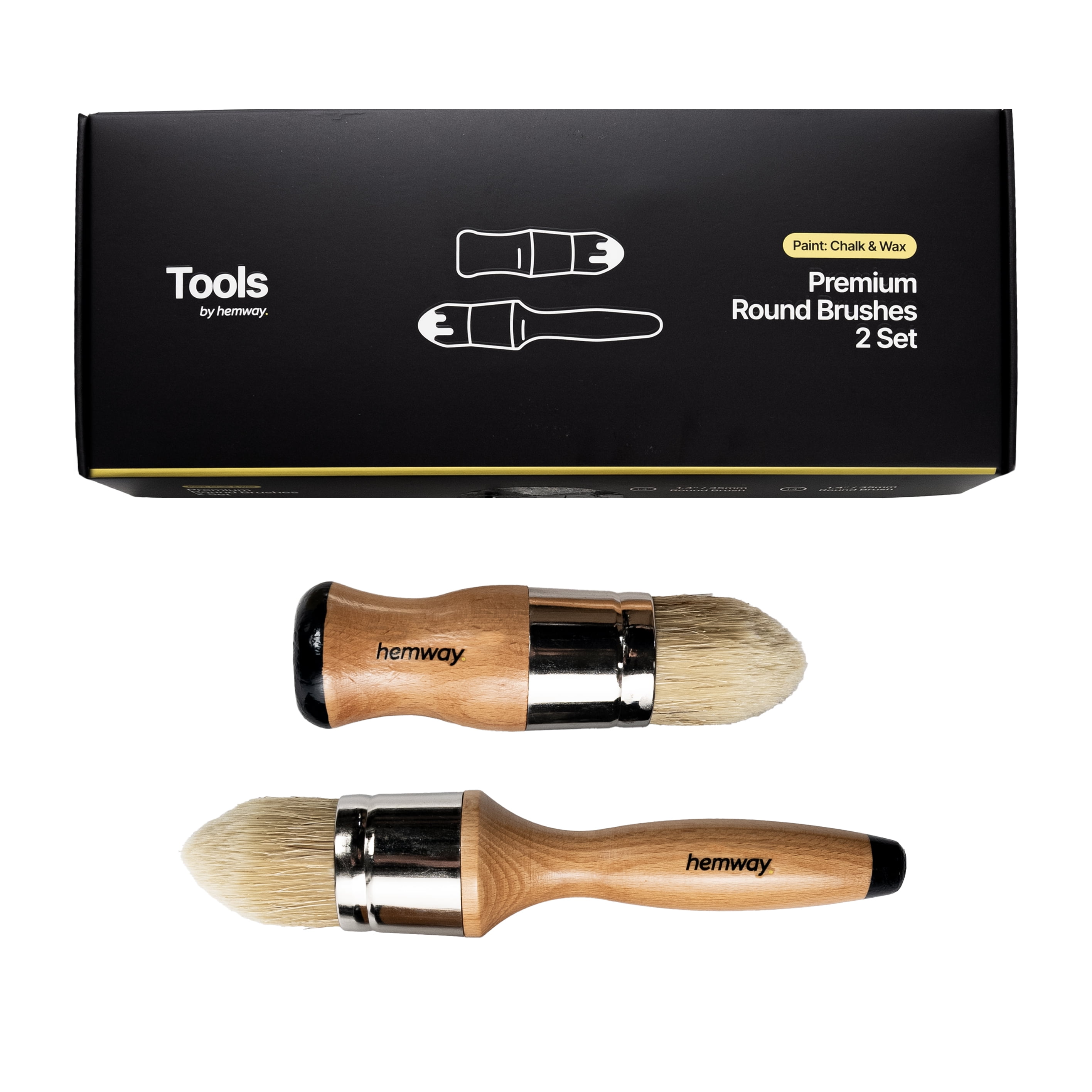 Hemway Premium Handmade Round-Headed Chalk, Lacquer & Wax Paint Brush ...