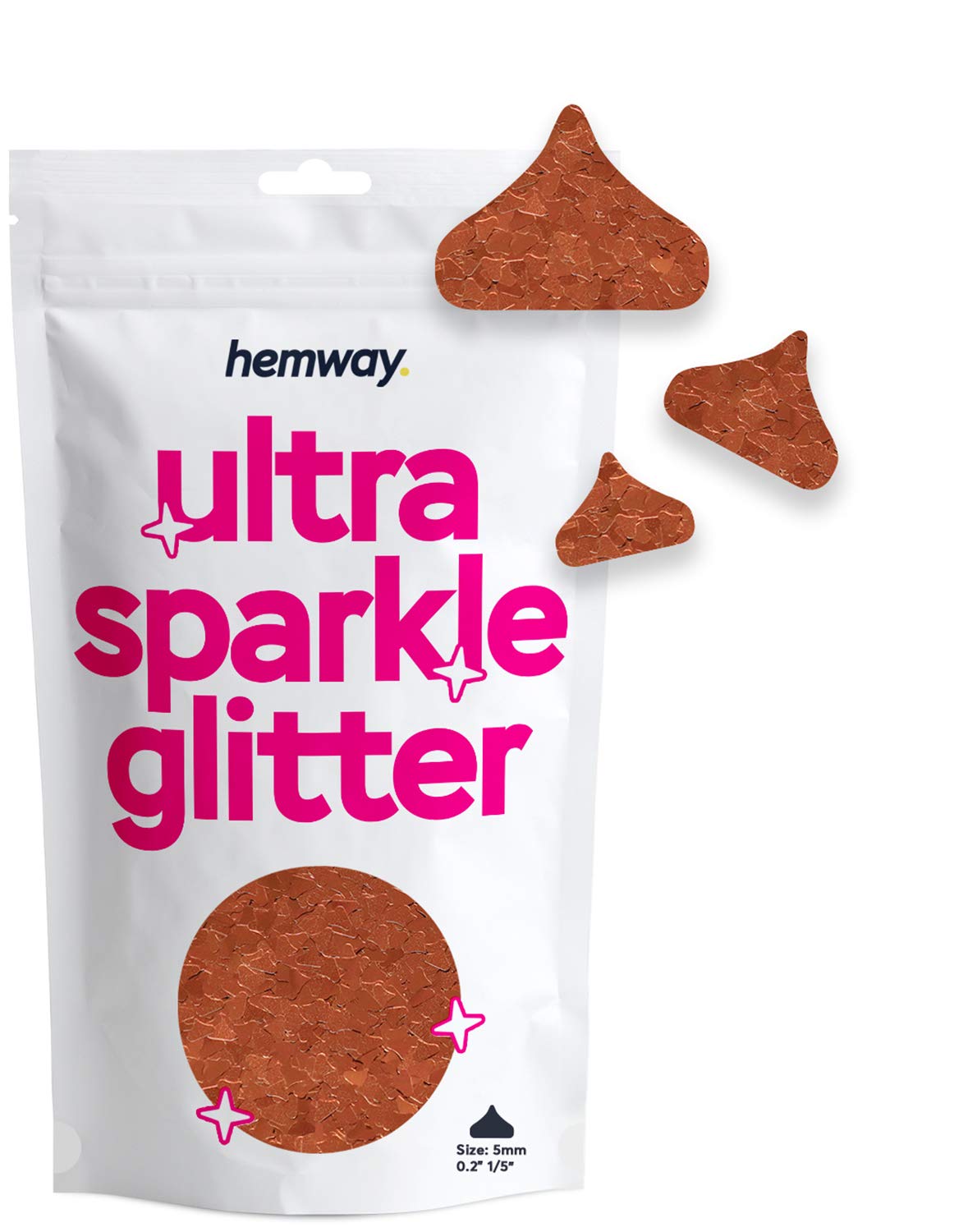 Hemway Ultra Sparkle Glitter - 1/5" 0.2" 5mm - Chocolate Bar Shaped ...