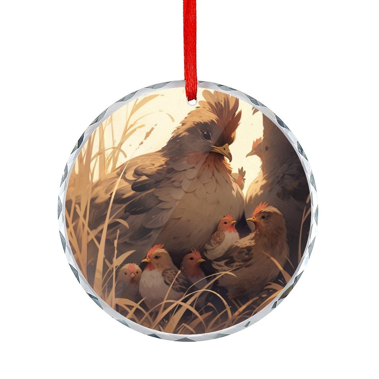 Hen And Her Chicks Crystal Glass Christmas Ornament Hanging Craft ...