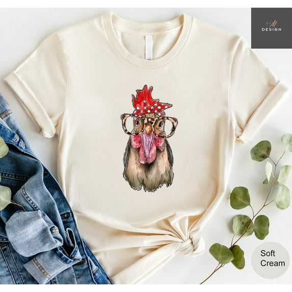 Hen Chicken 4H Farm Egg Humor Shirt For Women, Cute Glasses Chick ...