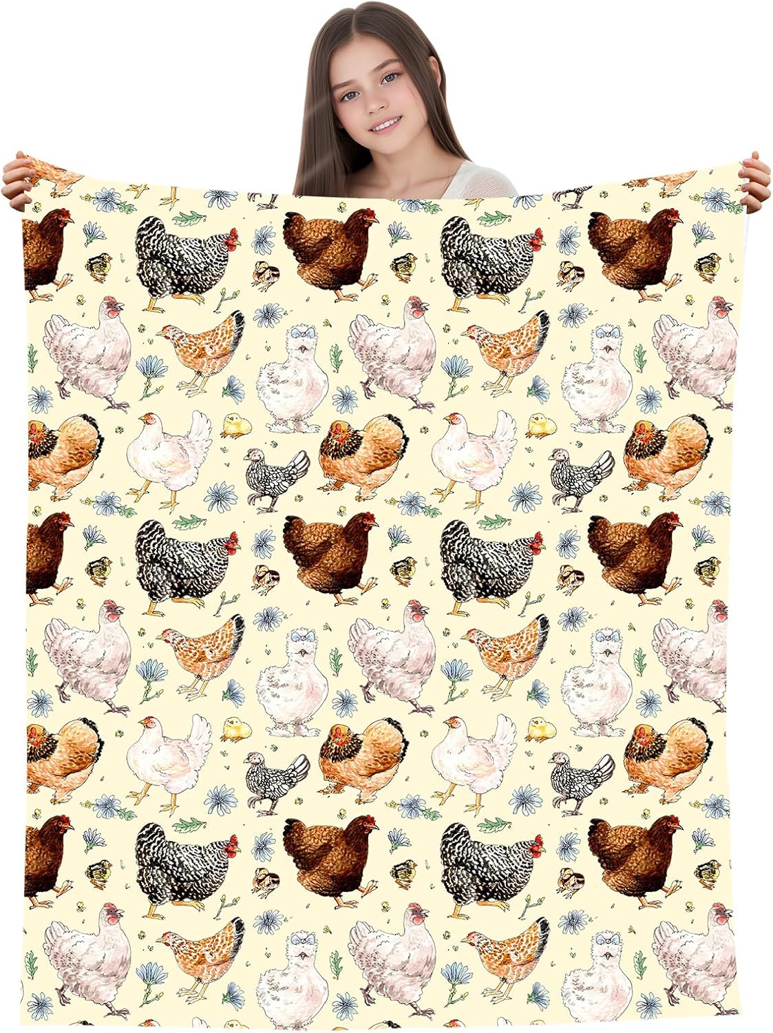 Hen Chicken and Rooster Family Throw Blanket Gifts for Chicken Lovers ...
