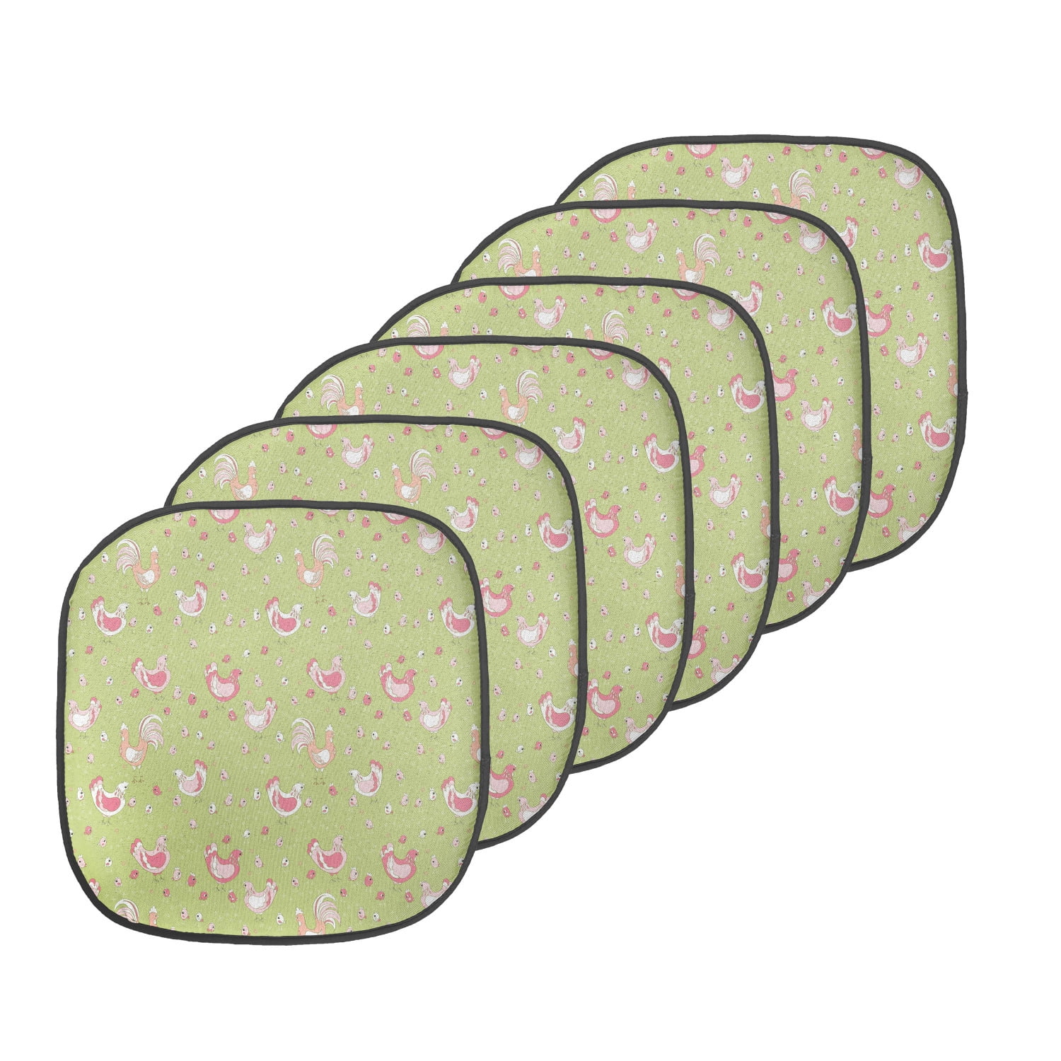 Hen and Chicks Chair Seating Cushion Set of 6, Cartoon Pattern with ...