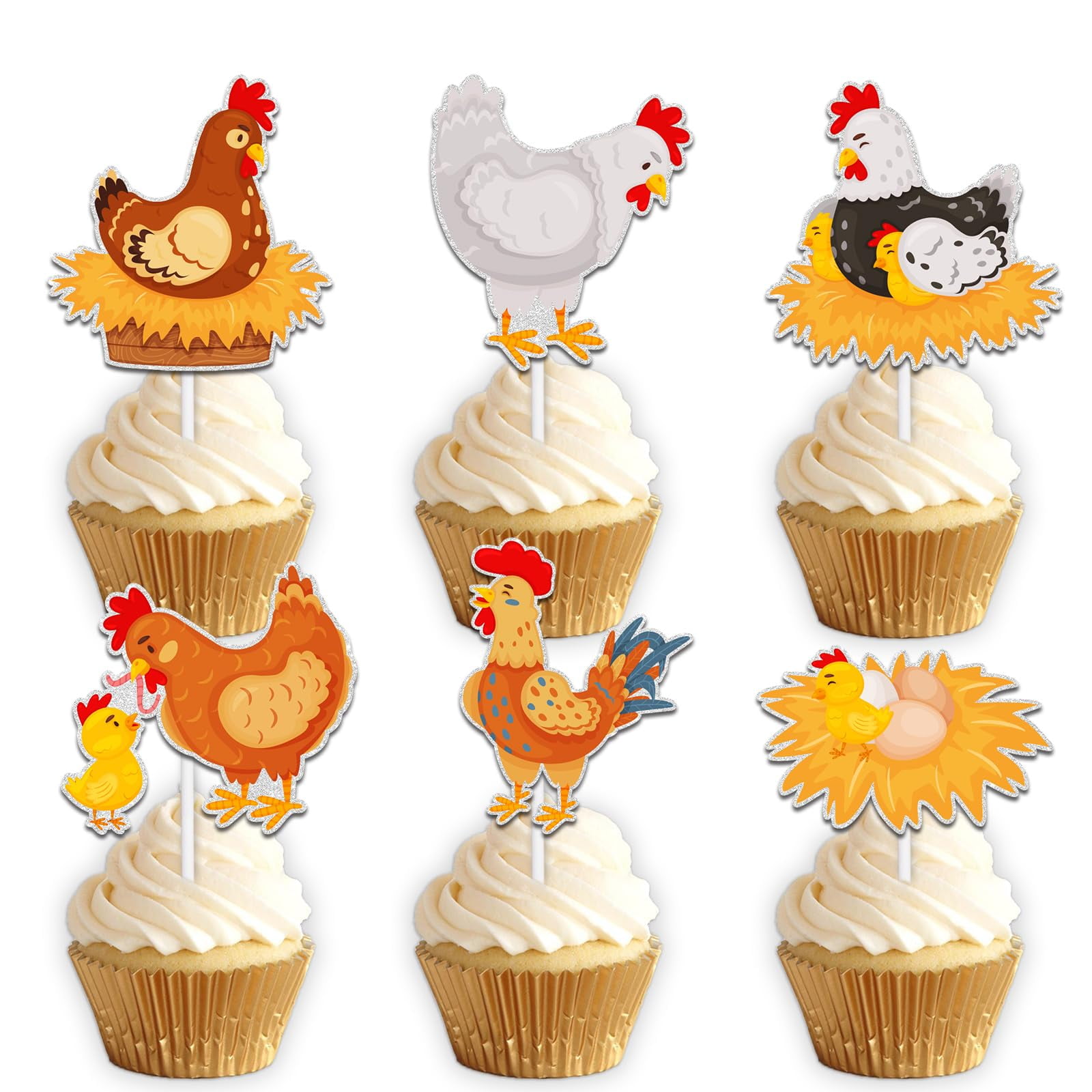 Hen Dessert CupcakeTRDN Topper Cheer to Farm Little Chicken Hen Theme ...