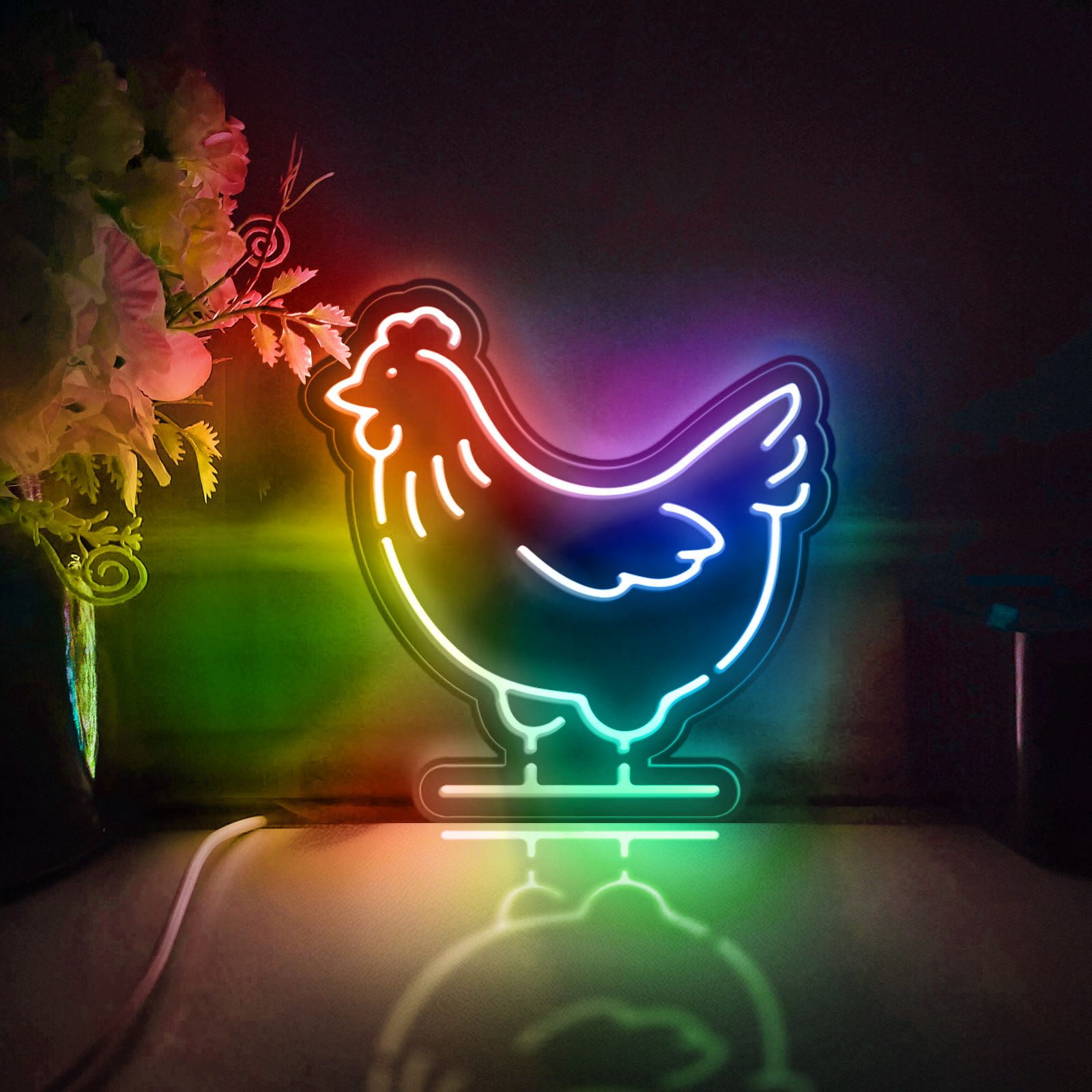 Hen Led Light Box, Dimmable Neon-Like Light Signs USB Power for Wall ...