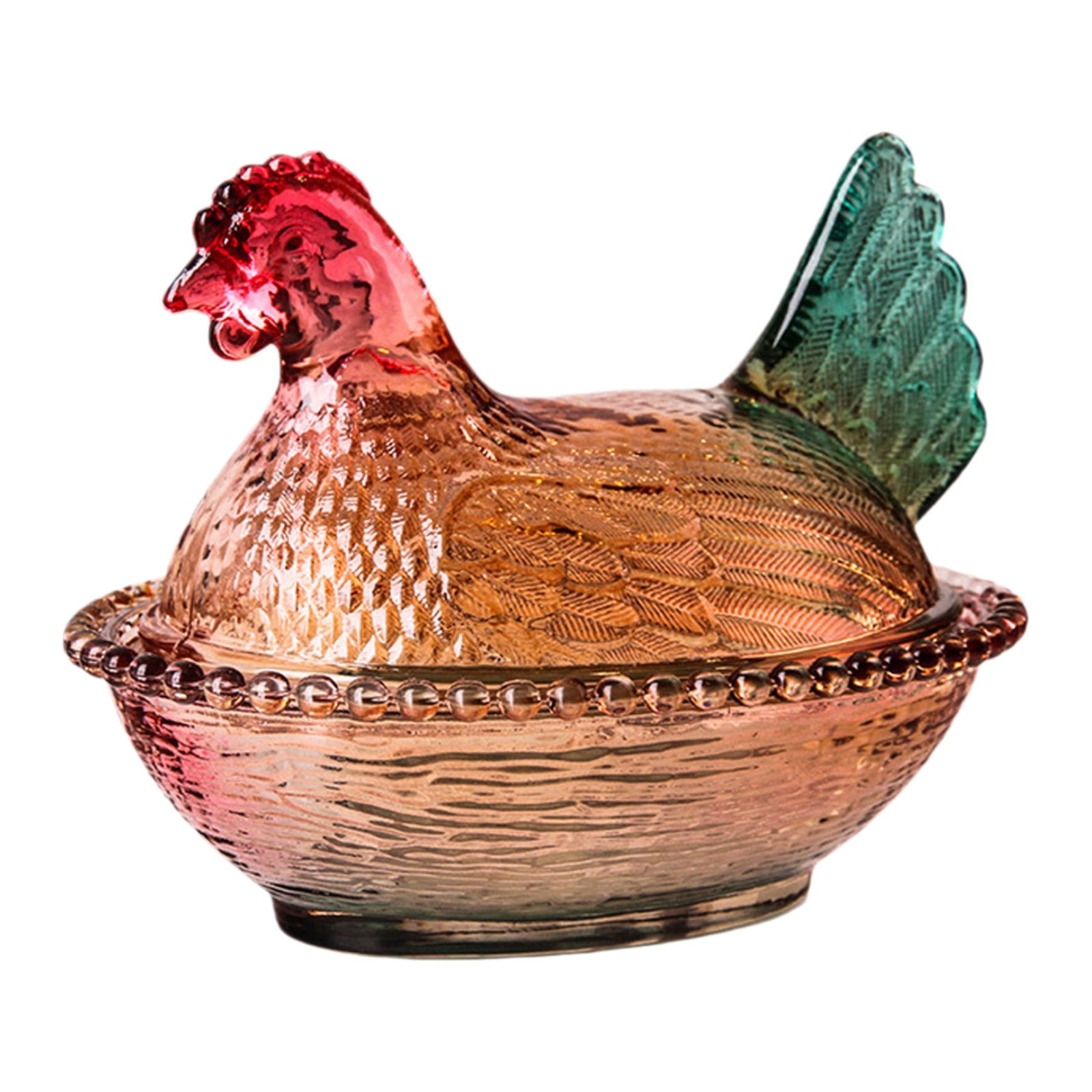 Hen on Nest Glass Candy Dish with Lid, 5.3x6.8inch Large Pedestal ...