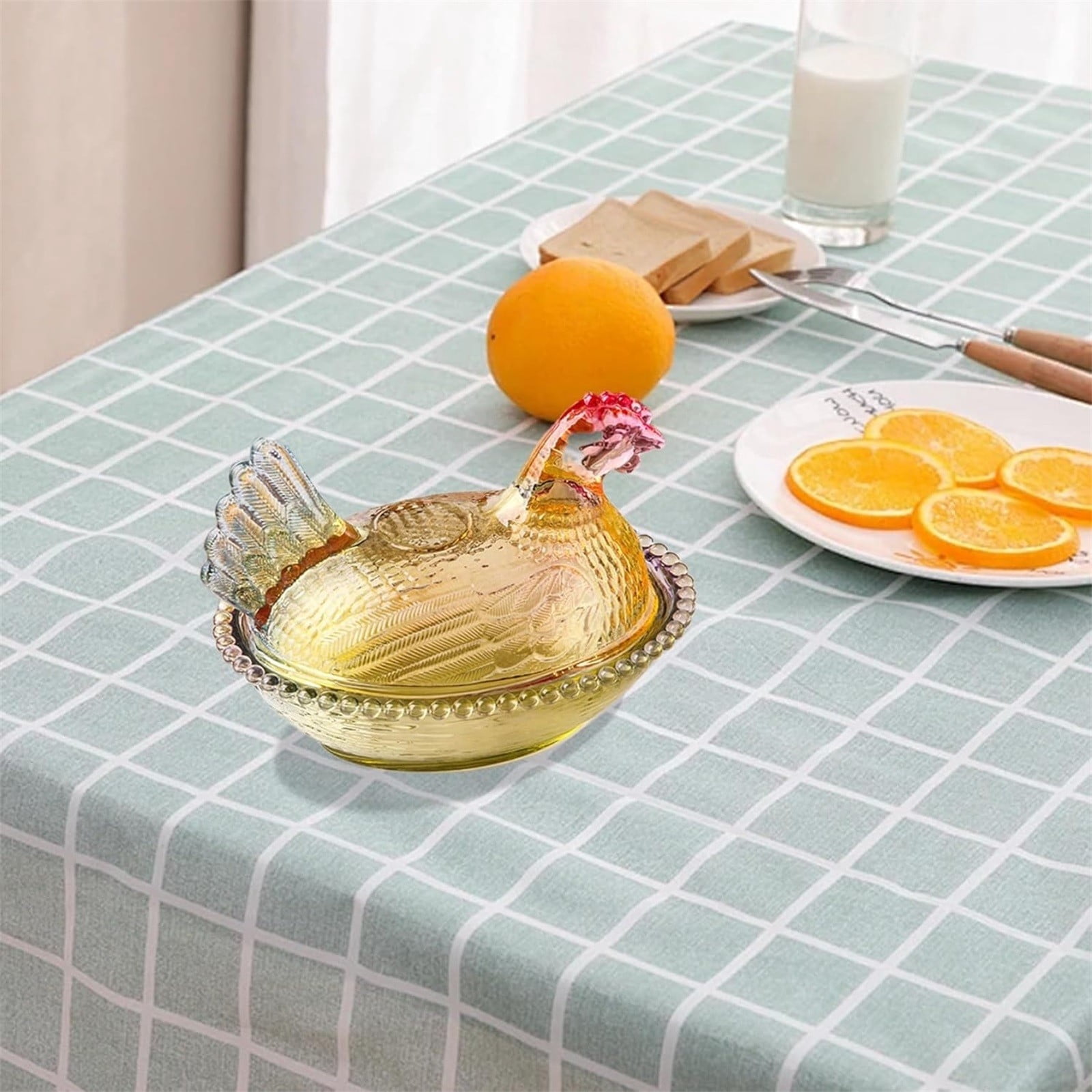 Hen on Nest Glass Dish, Crystal Glasses Candy Dish with Lid Hen-Shaped ...