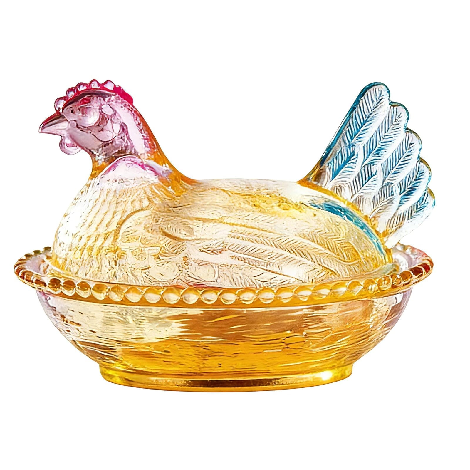 Hen on Nest Glass Dish, Crystal Glasses Candy Dish with Lid Hen-Shaped ...