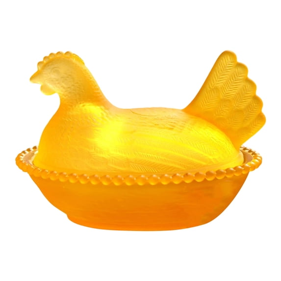 Hen On Nest Glass Dish ，Glass Chicken Candy Jar with Lid, Rustic ...