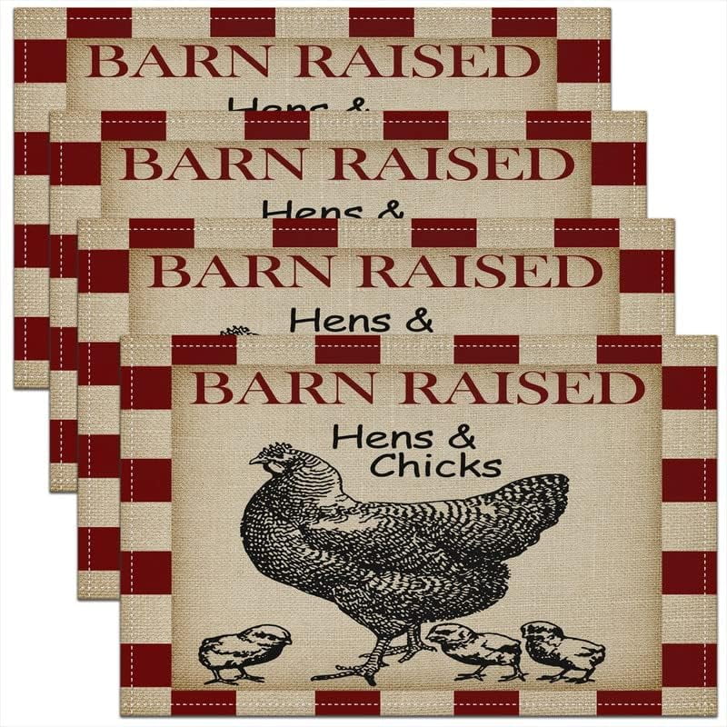Hen Placemats Set of 4,Farm Animal Table Place Mats,Farm Nursery ...