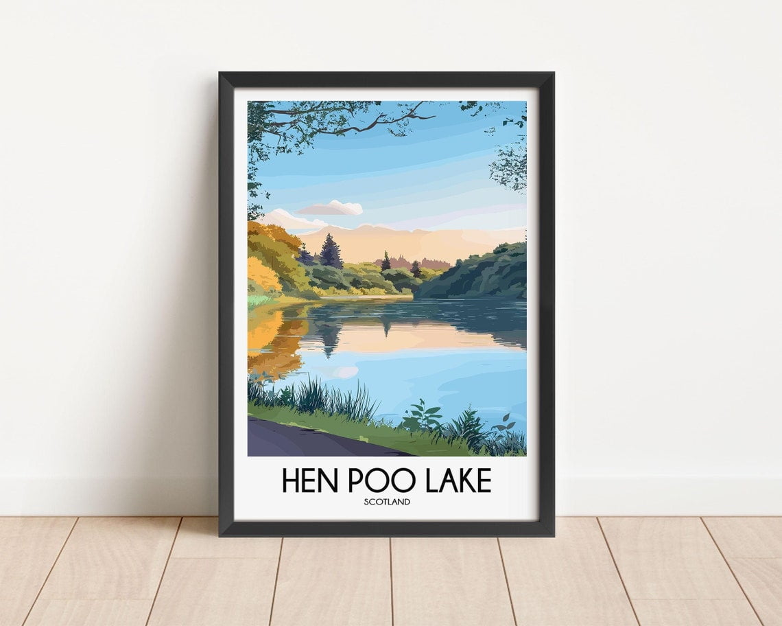 Hen Poo Lake Poster Scotland Scenic Lake Wall Art Decor, Unframed ...