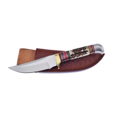 Hen & Rooster Knives Hen & Rooster Fixed Blade Hunting Knife Stag 4 ...