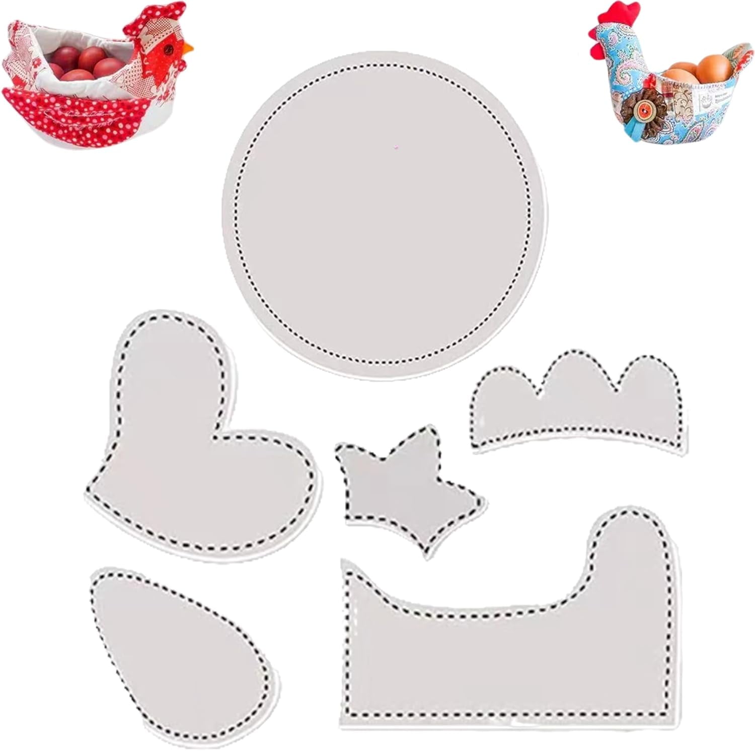Hen Shape Bowl Cozy Template: Chicken Shaped Egg Basket Template Set, 6 ...