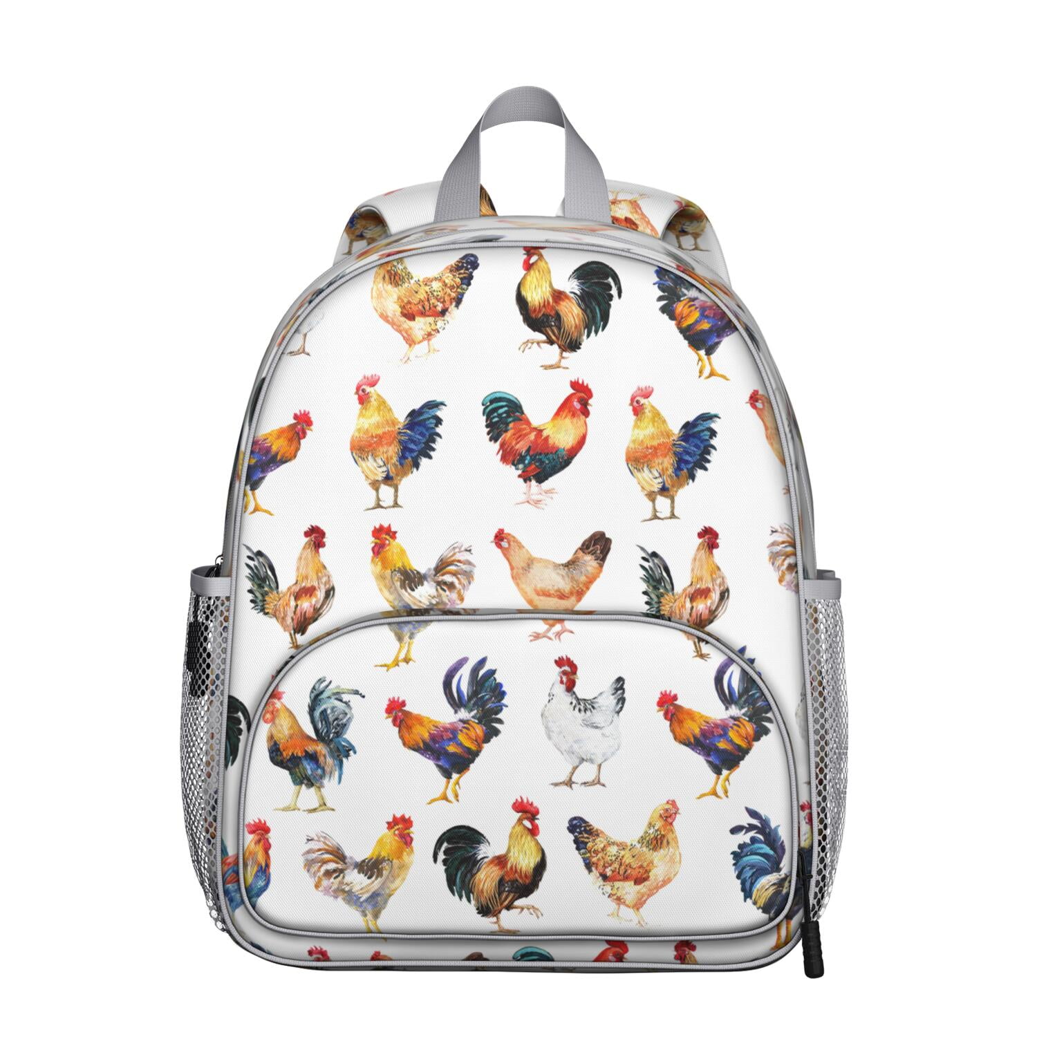 Hen and Chick Pattern Student Backpack – Farm Cartoon Style with Eggs ...