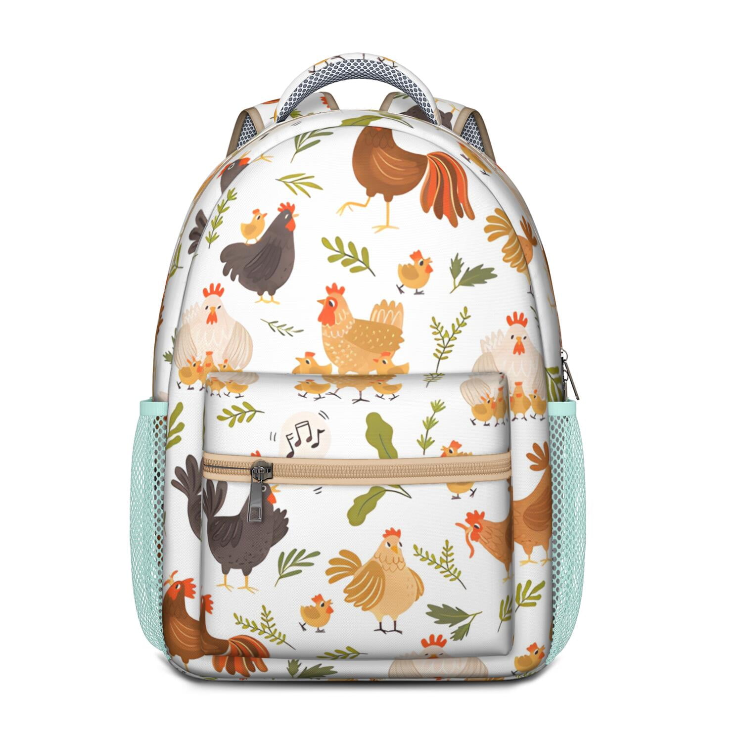 Hen and Garden Illustration School Backpack - Ergonomic Waterproof Bag ...