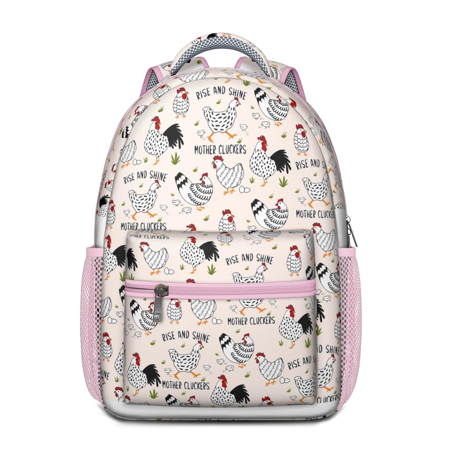 Hen and Garden Illustration School Backpack - Ergonomic Waterproof Bag ...
