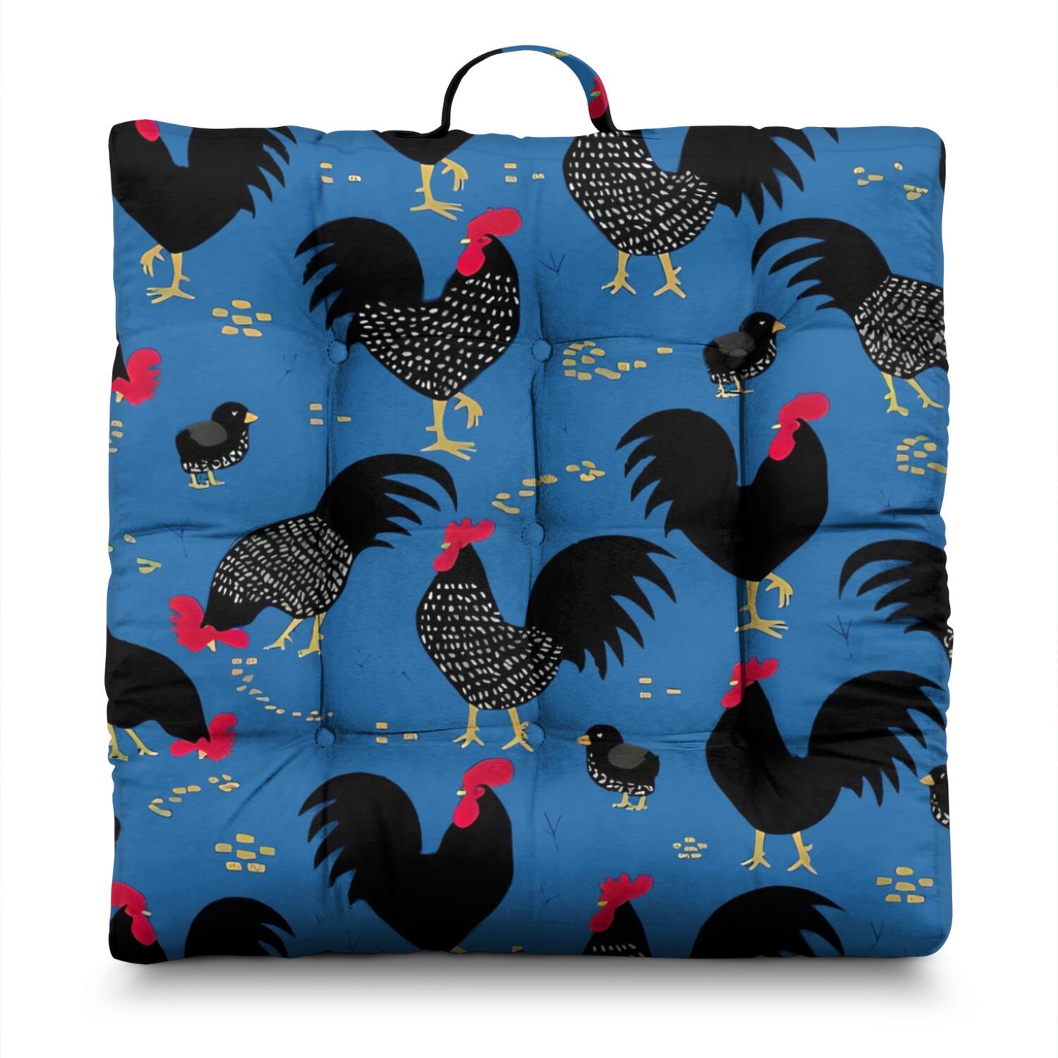 Hen and Garden Illustration Zabuton - Thick PP Cotton Filled Floor Seat ...