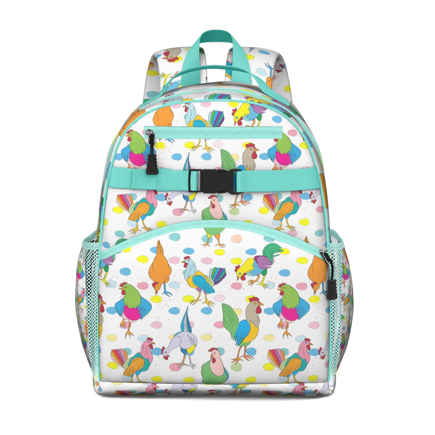 Hen backpack, roomy backpack with chicken and farm-inspired patterns ...