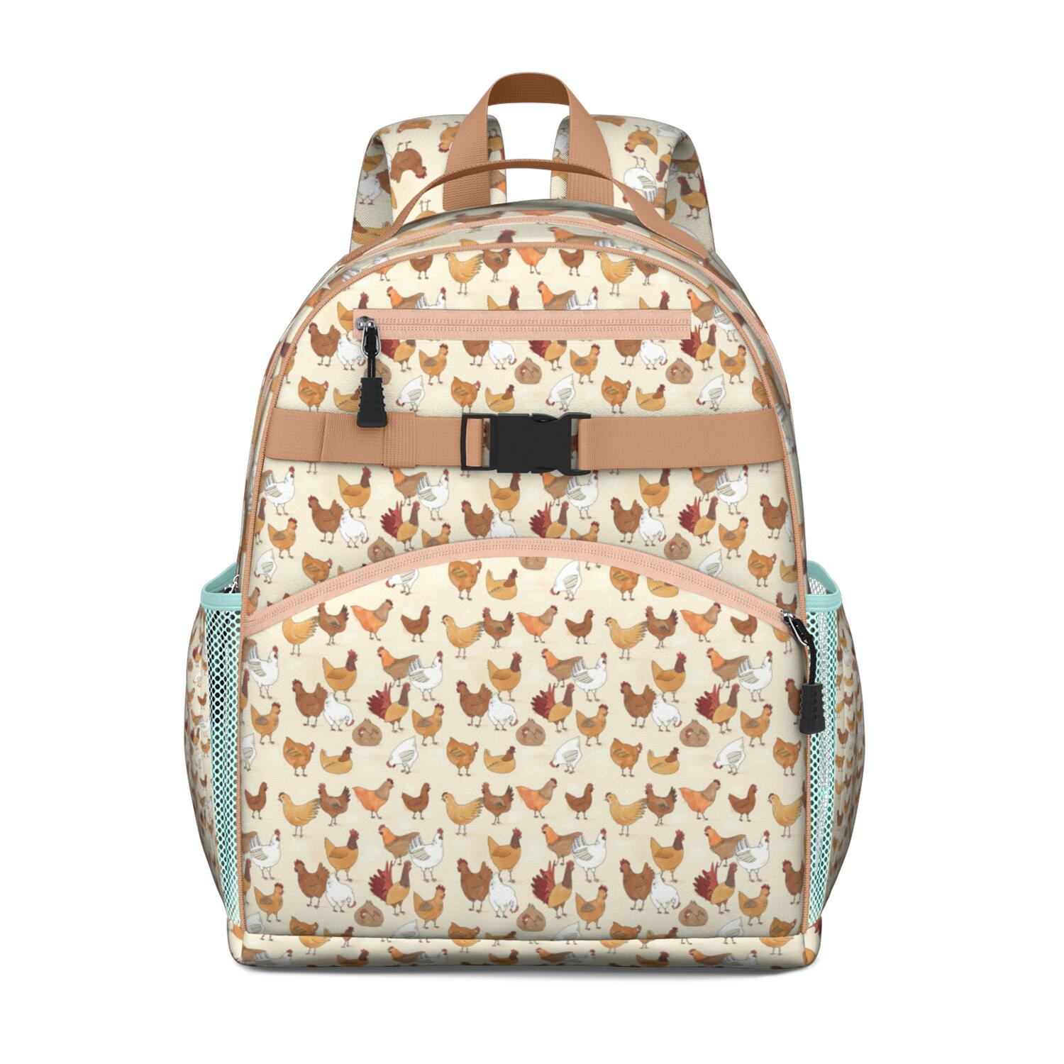 Hen backpack, spacious backpack with chicken motifs, ideal backpack for ...