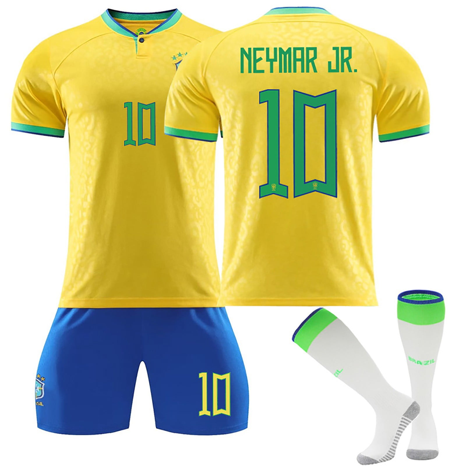 HenJI 22/23 South American Home Game Soccer Jersey, #10 NEYMAR Yellow Top and Blue Pant Soccer ...