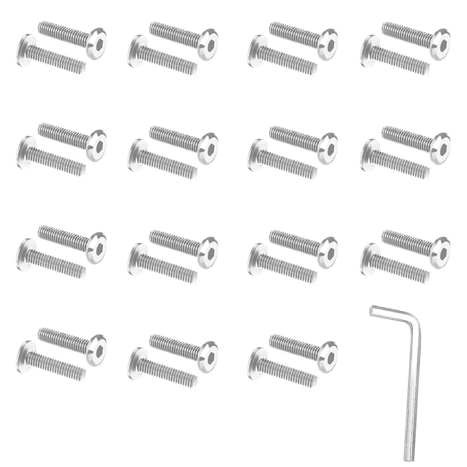 30 Pcs Flat Head Hex Socket Cap Screws 304 Stainless Steel, Full Thread Furniture Fully Threaded ...