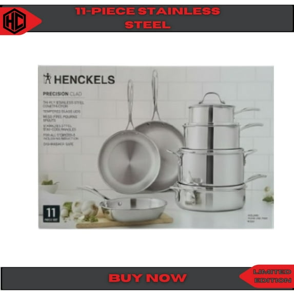Henckels 11-Piece Stainless Steel Tri-Ply Clad Cookware Set - Walmart.com