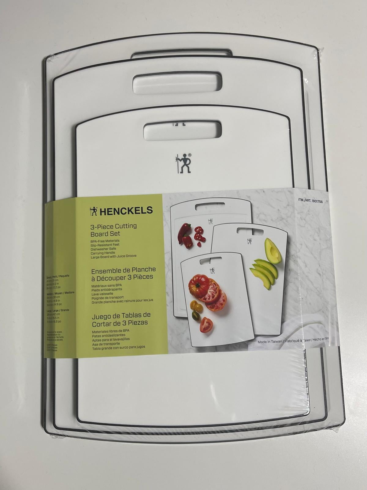 Henckels 3-piece Cutting Board White Set. One cutting board 8.5" x 12.2 ...